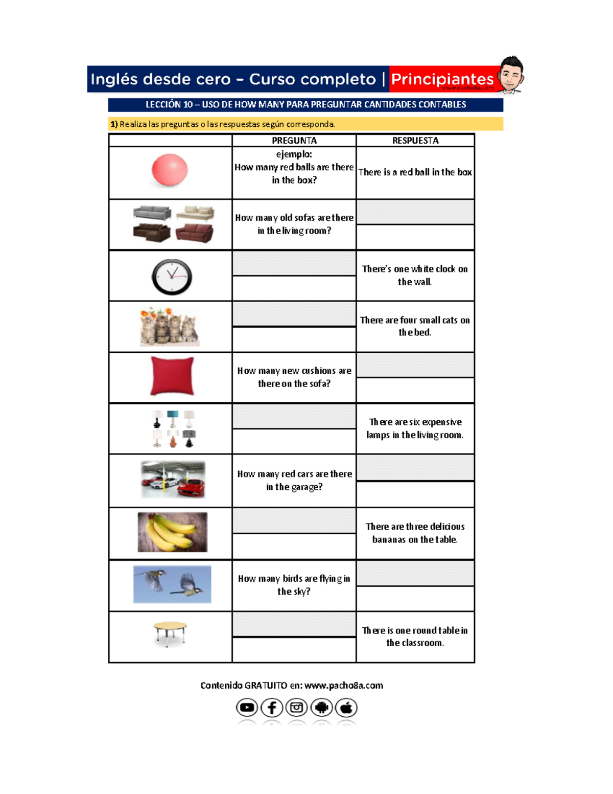 Leccion 10 HOW MANY - bfdxjyhyyh - Contenido GRATUITO en: pacho8a ...
