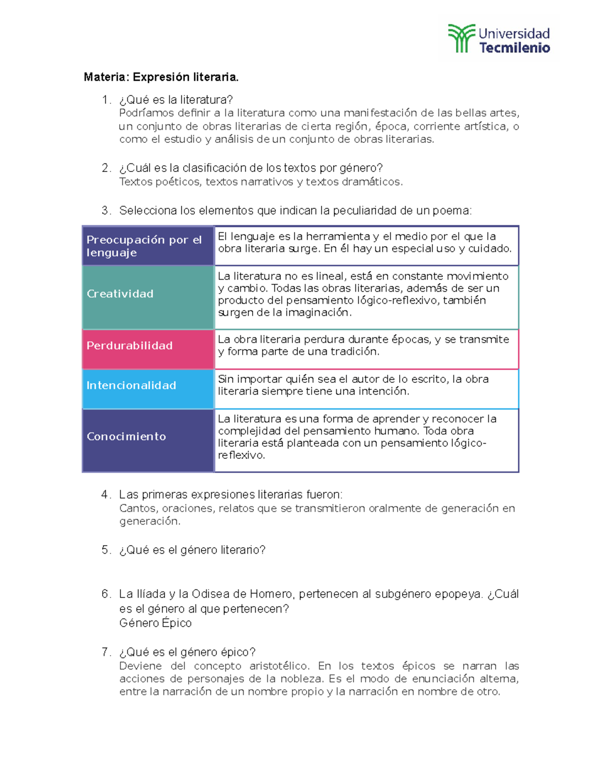 -1750170475 Expresión literaria Guía. Examen 1 modulo - Materia ...