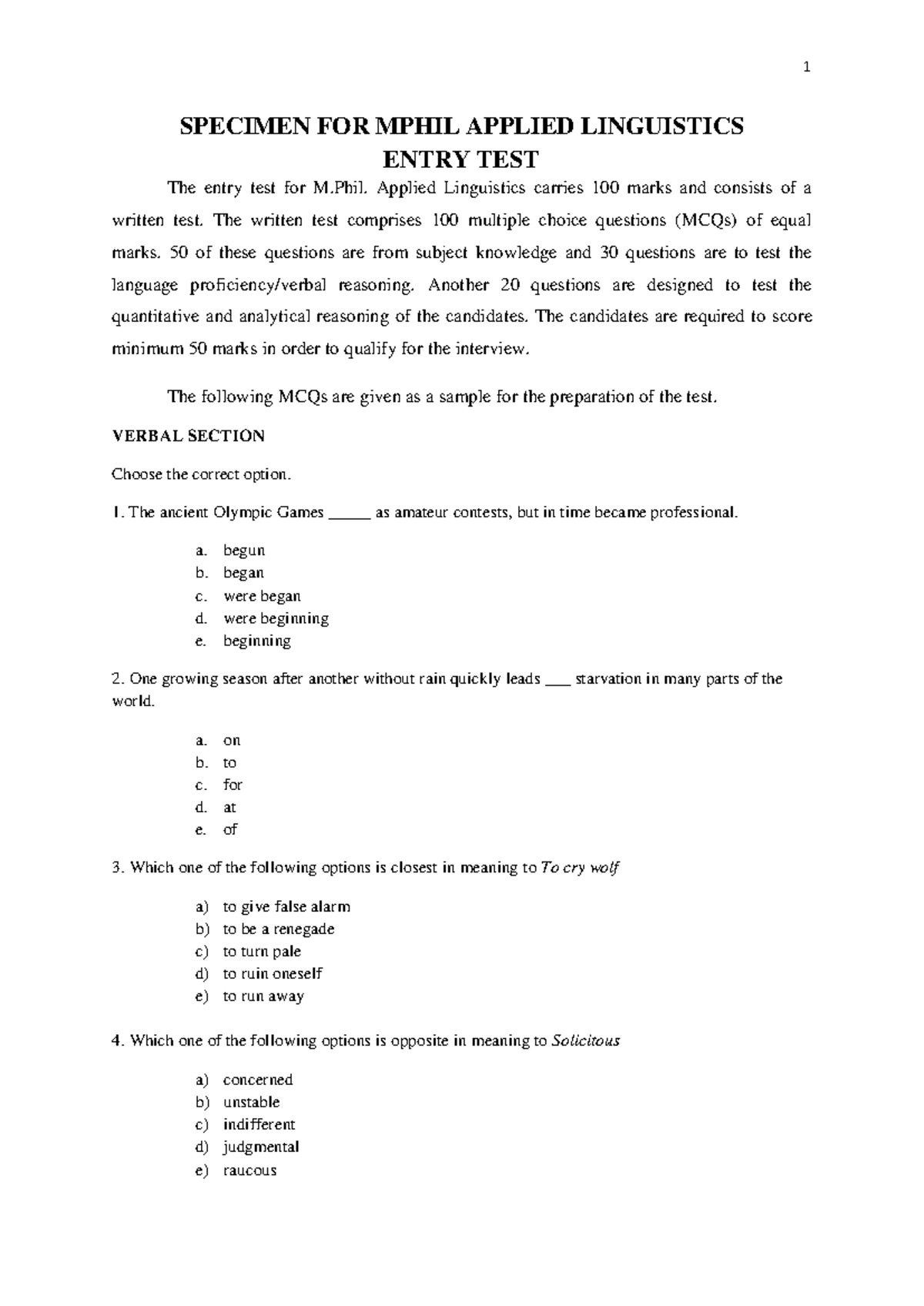 MPhil AL Sample Test - SPECIMEN FOR MPHIL APPLIED LINGUISTICS ENTRY ...