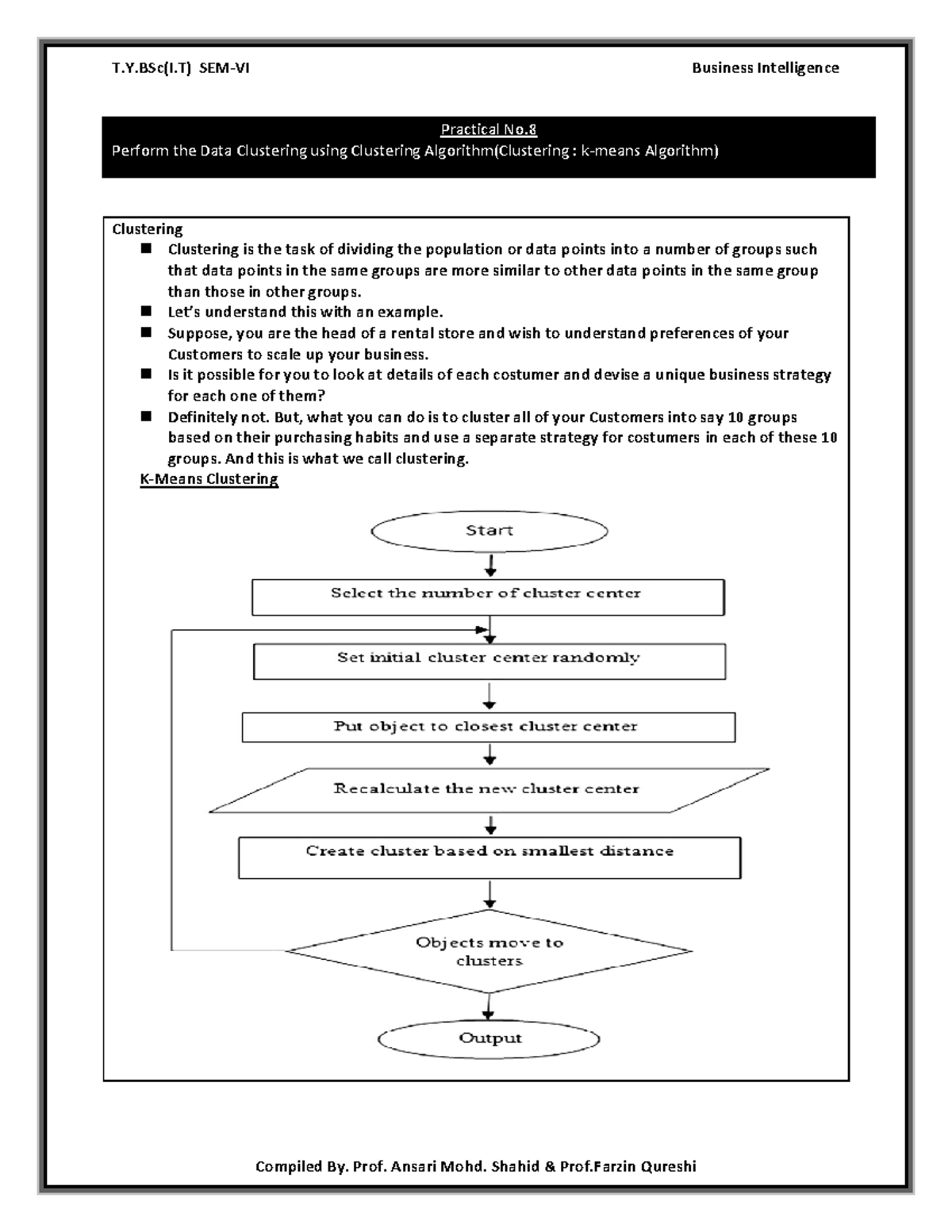 BI Practical No - Practical No. Perform the Data Clustering using Clustering Algorithm ...