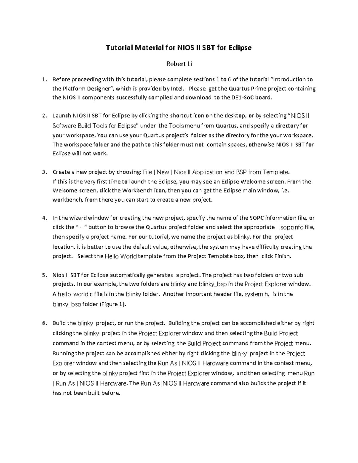 Tut Matf Niosiisbtf Eclipse - Tutorial Material for NIOS II SBT for ...