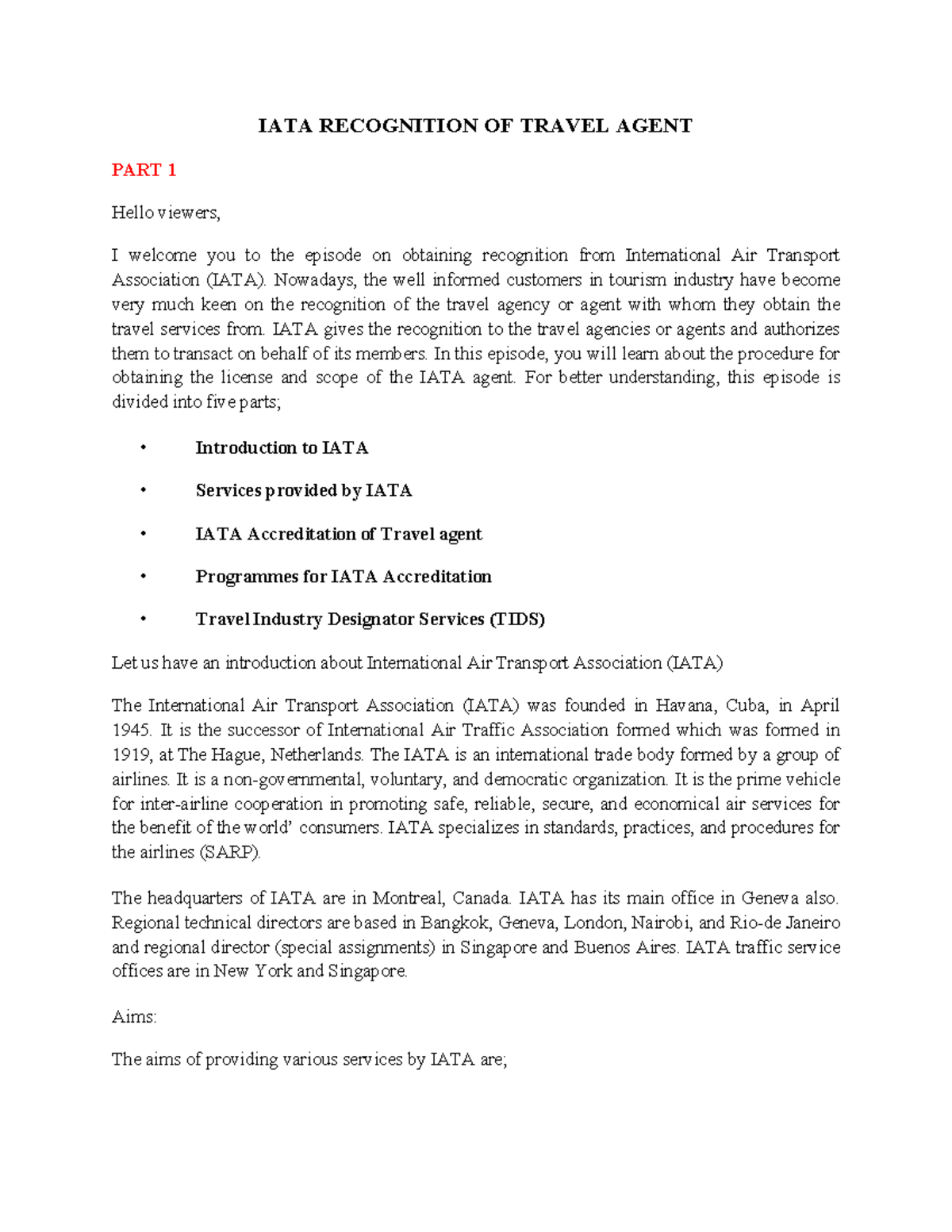 IATA Recognition OF Travel Agent - IATA RECOGNITION OF TRAVEL AGENT ...