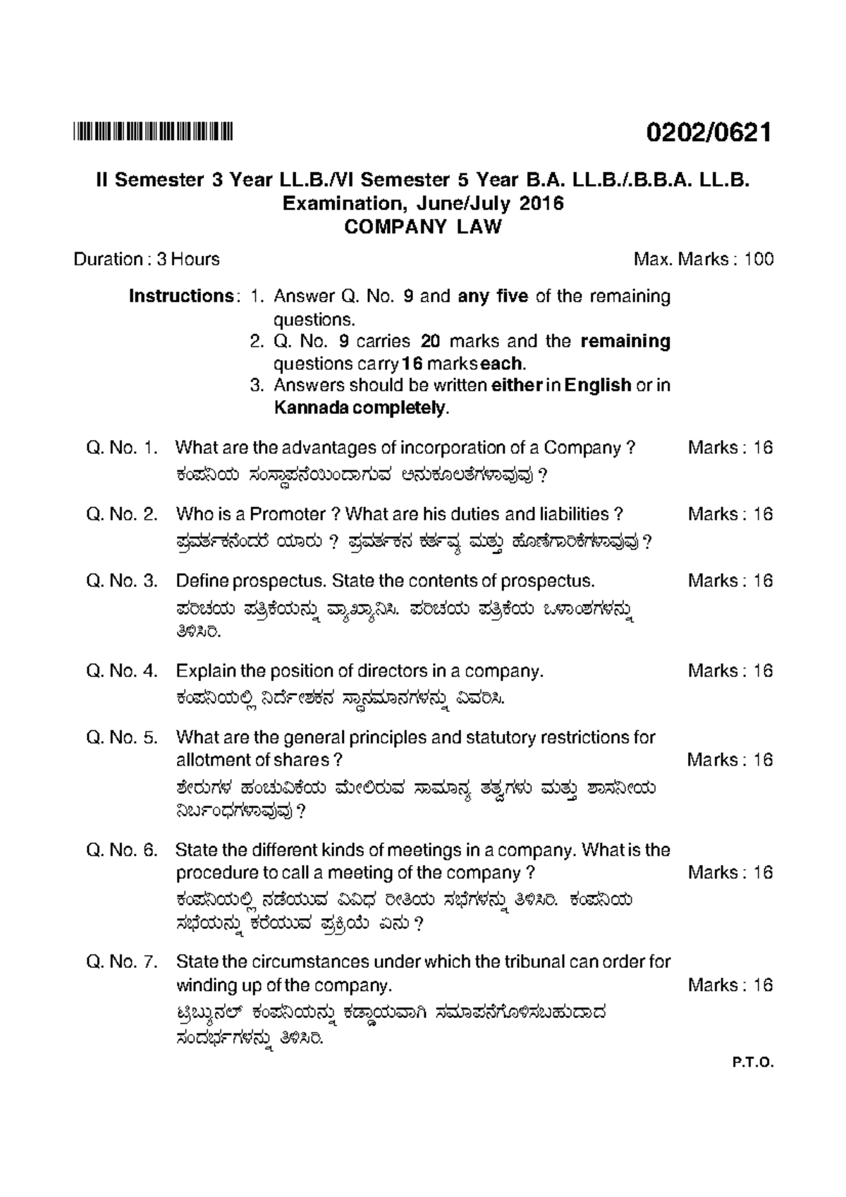 Company LAW June 2016 - Questions papers - BHPHPHTPIB HPHPGHTPI ss2 2 ...