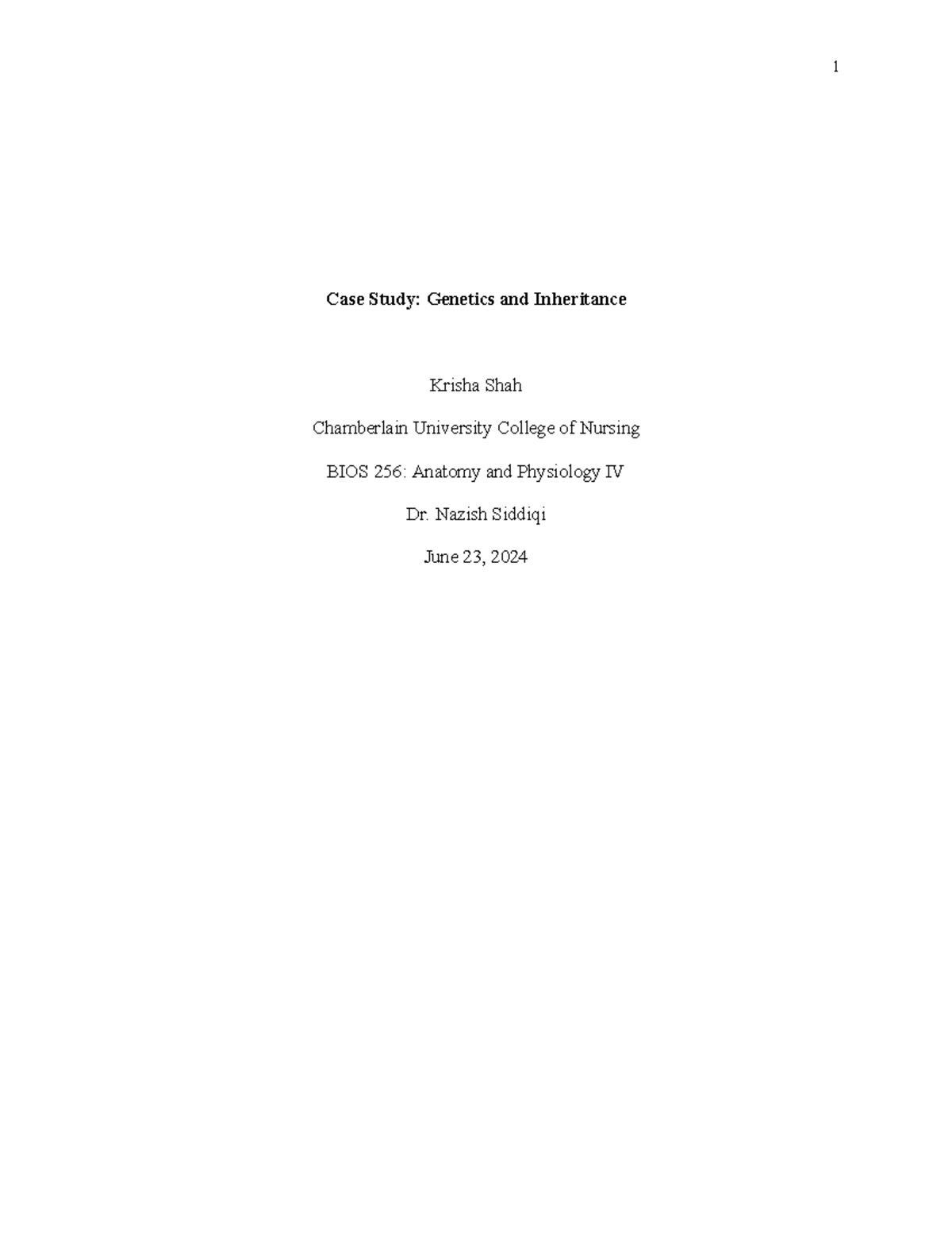 Case Study- Genetics and Inheritance - Case Study: Genetics and ...