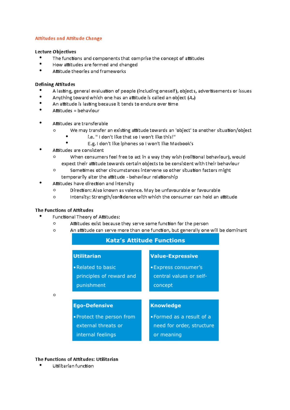 Attitudes and Attitude Change - Lecture 3 - Attitudes and Attitude ...