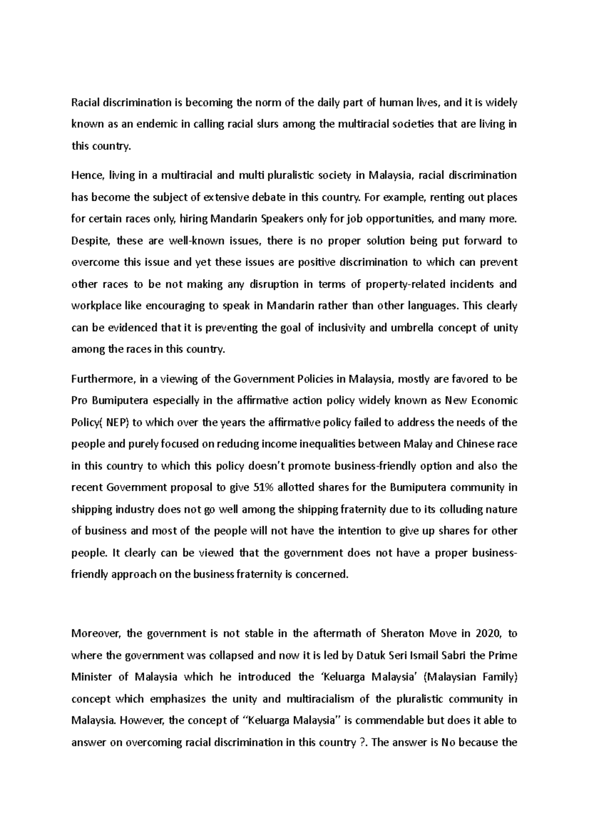 Racial Discrimination in the modern era - Racial discrimination is ...