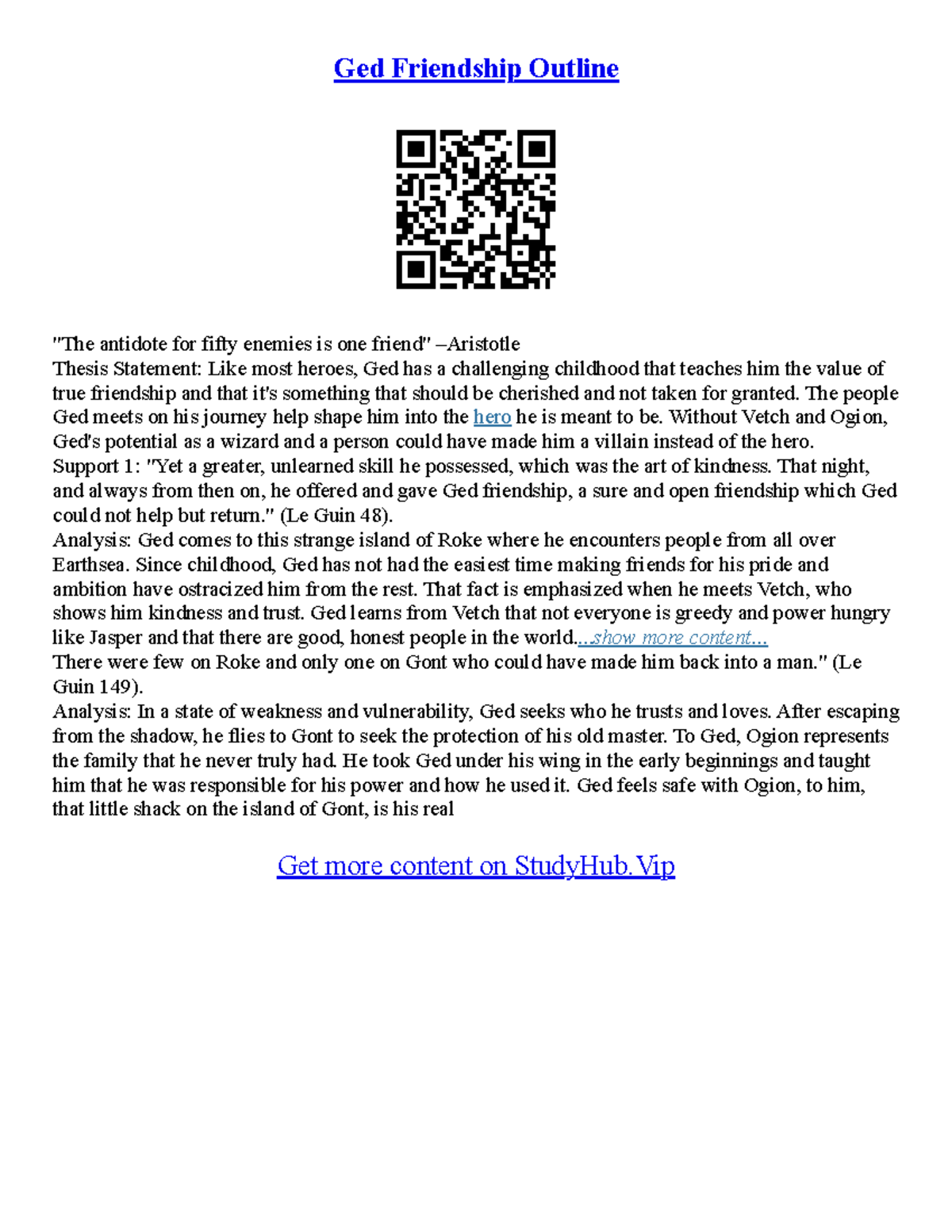 Ged Essay Sample - Ged Friendship Outline "The antidote for fifty ...