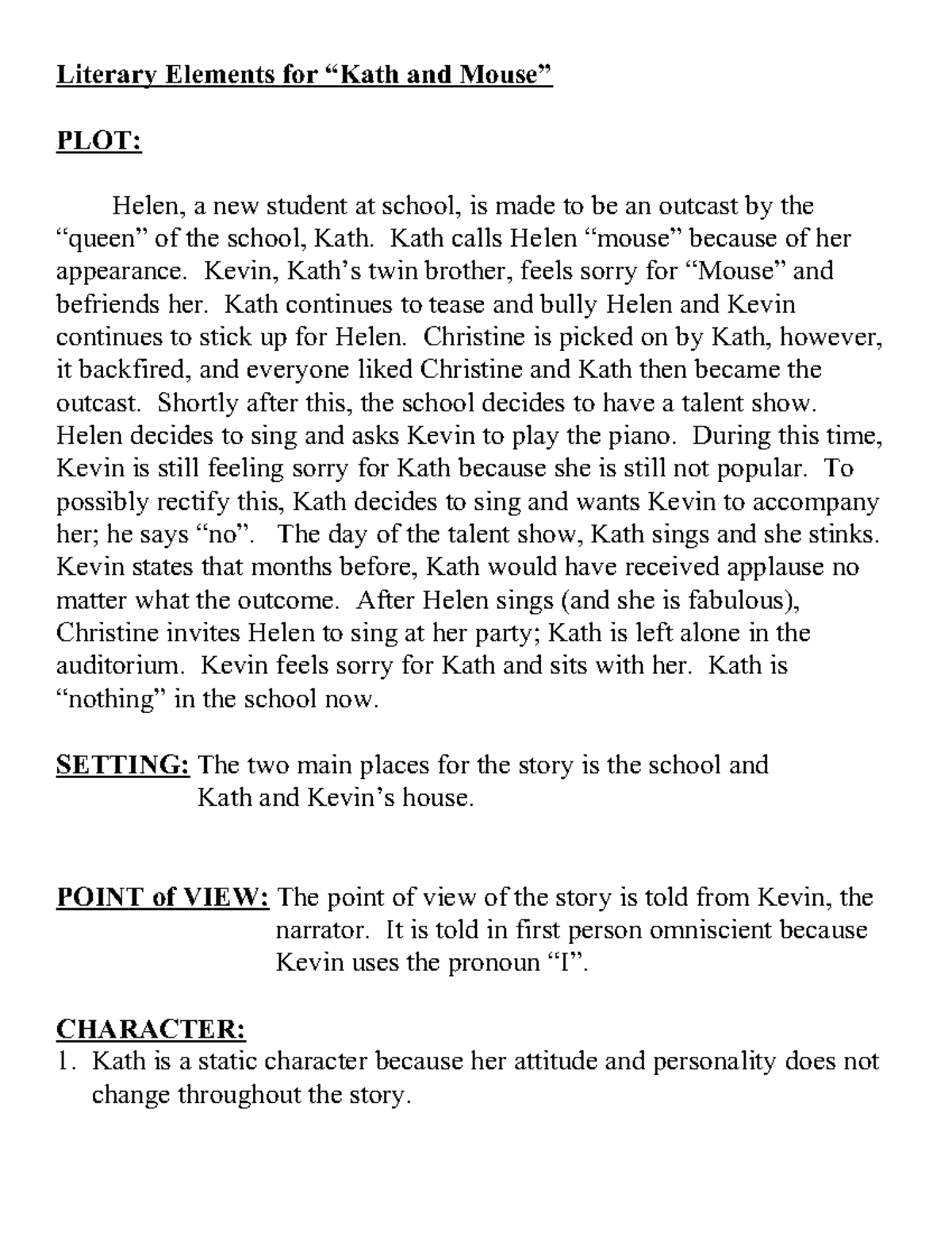 Unit 2 - Narrative - Lesson 2 - Elements of the Narrative - Kath and ...