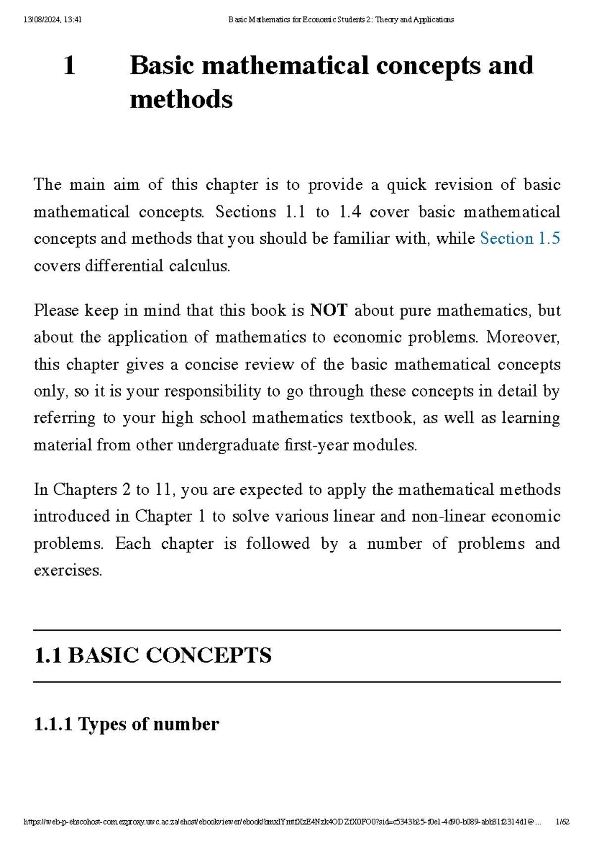 ECO235 ch1 - Chapter 1 of ECO 325 textbook - 1 Basic mathematical concepts and methods The main ...