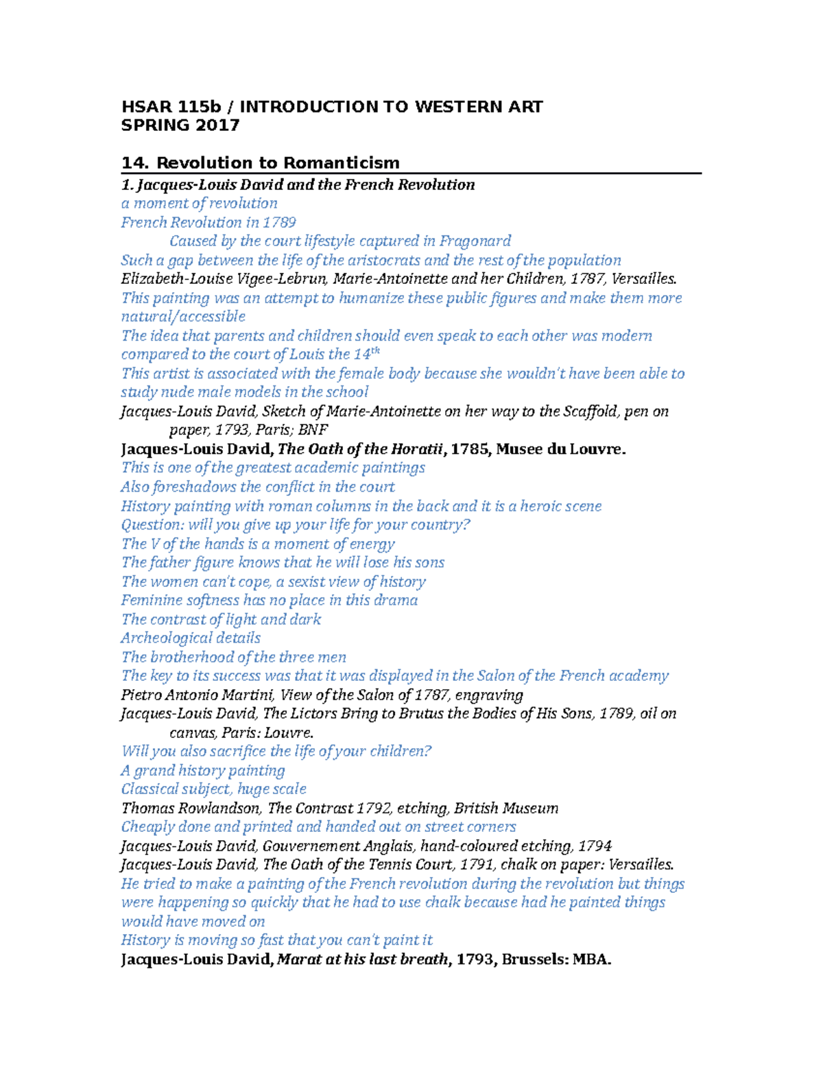 14. Revolution to Romanticism Notes - HSAR 115b / INTRODUCTION TO ...