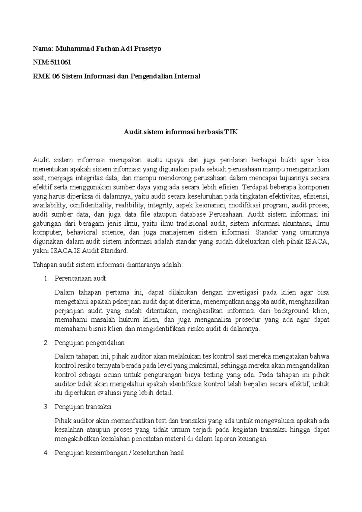 RMK 6 - Muhammad Farhan Adi Prasetyo - Sinpi - Nama: Muhammad Farhan Adi Prasetyo NIM: RMK 06 ...