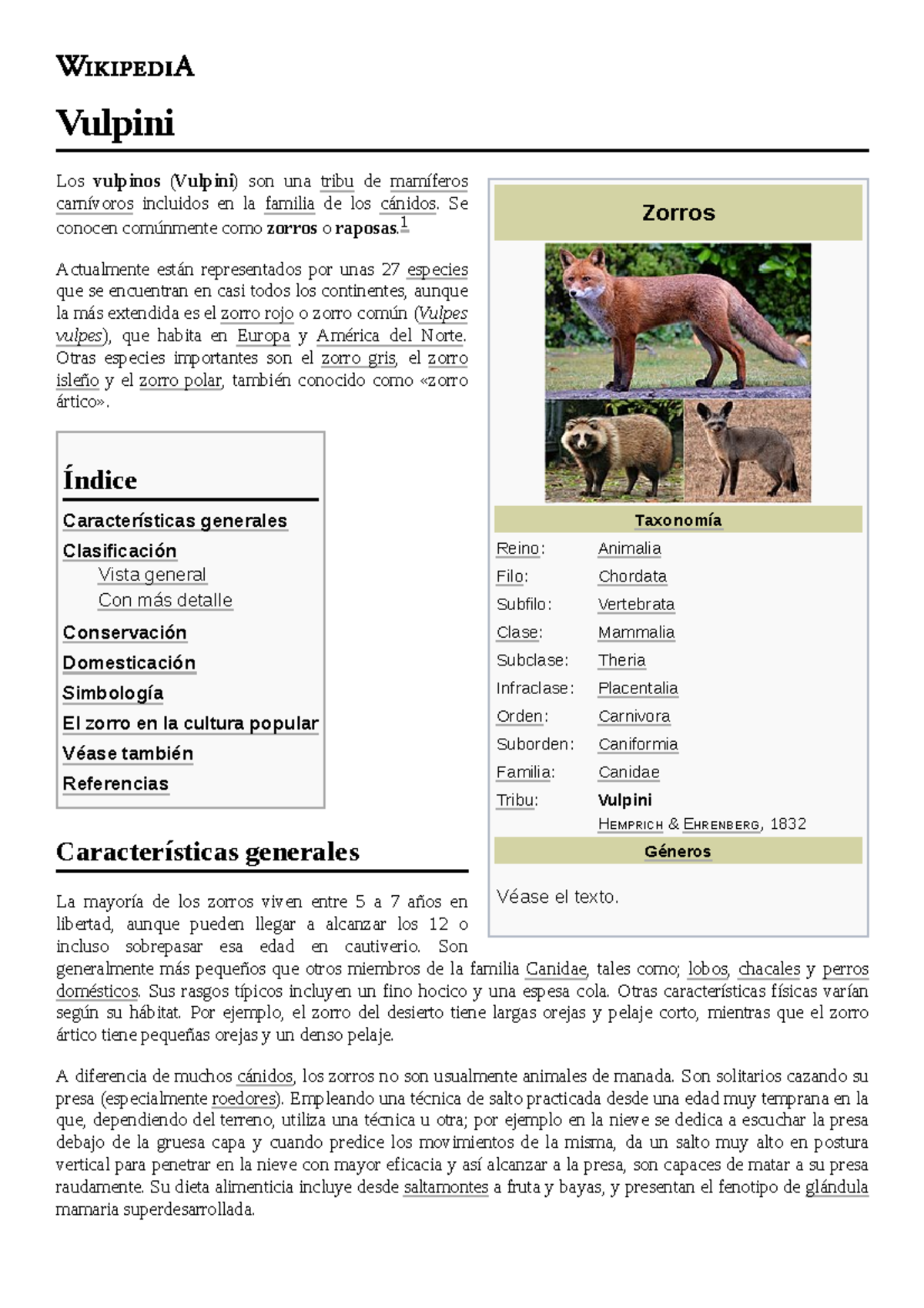Vulpini - OPNBUEBF3WBF - Zorros Taxonomía Reino: Animalia Filo ...