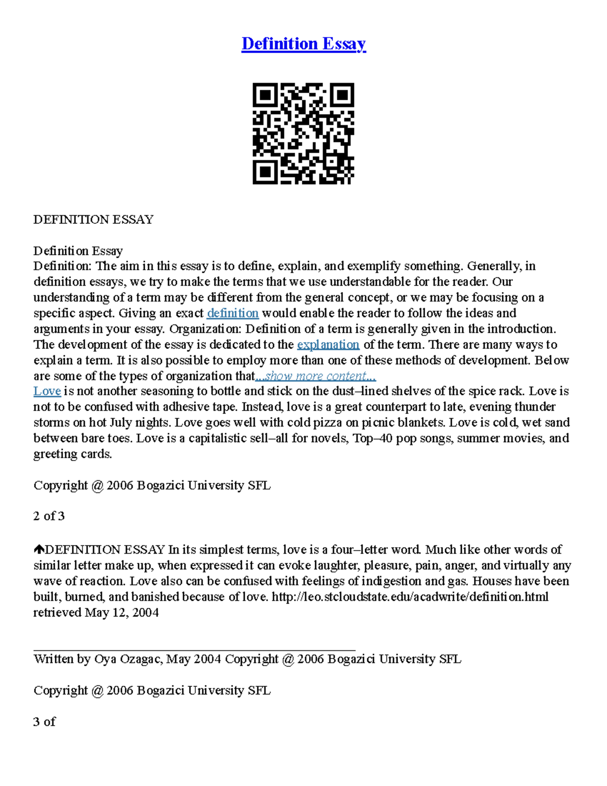 An Example Of A Definition Essay - Definition Essay DEFINITION ESSAY ...