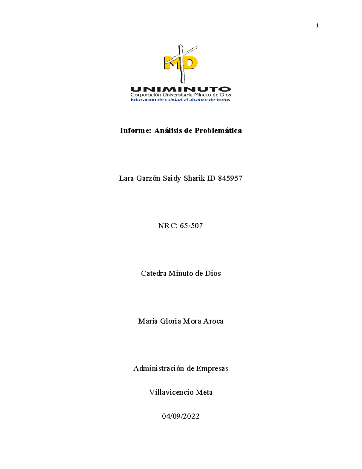 Mapa Conceptual - trabajo - Informe: An·lisis de Problem·tica Lara GarzÛn Saidy Sharik ID 845957 ...