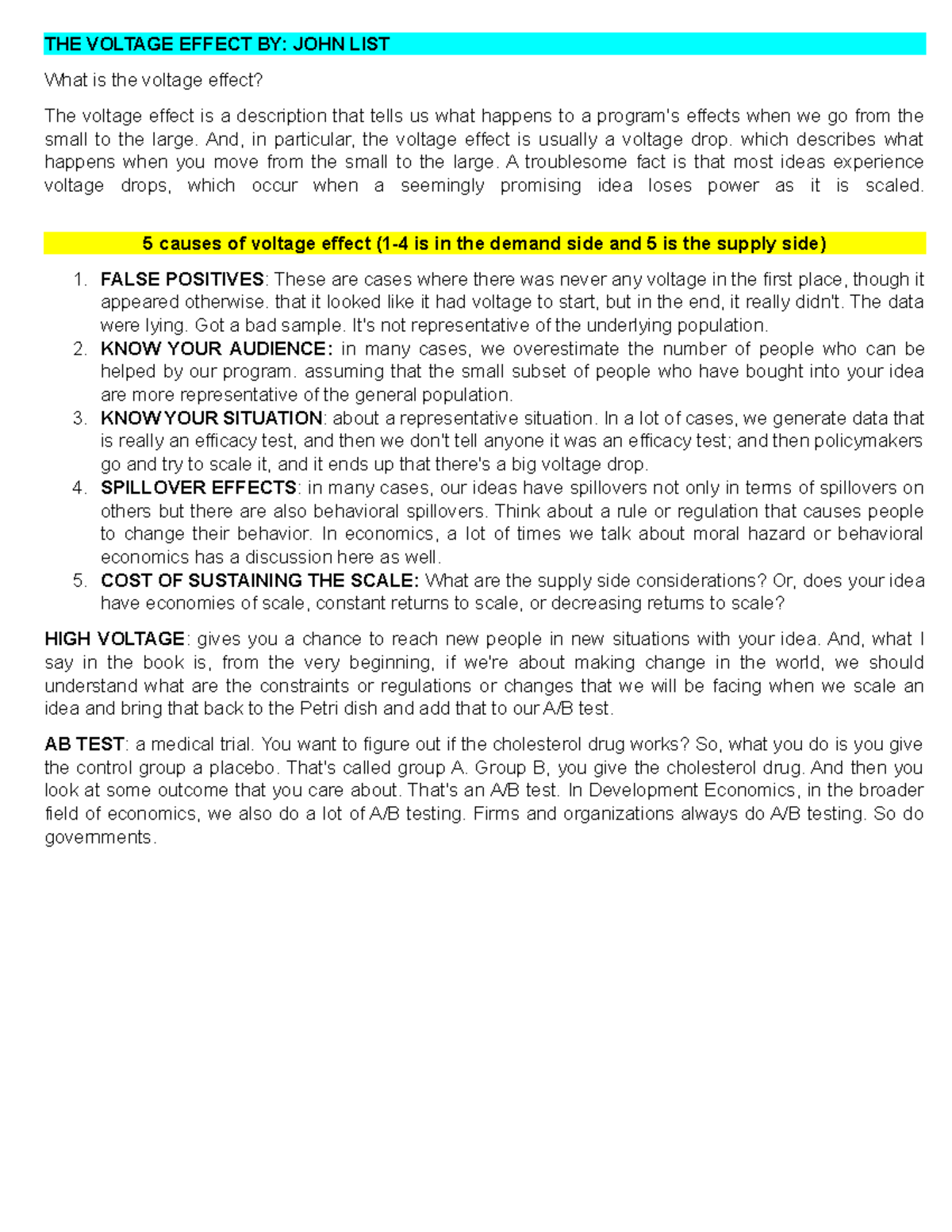 THE Voltage Effect Notes - THE VOLTAGE EFFECT BY: JOHN LIST What is the ...