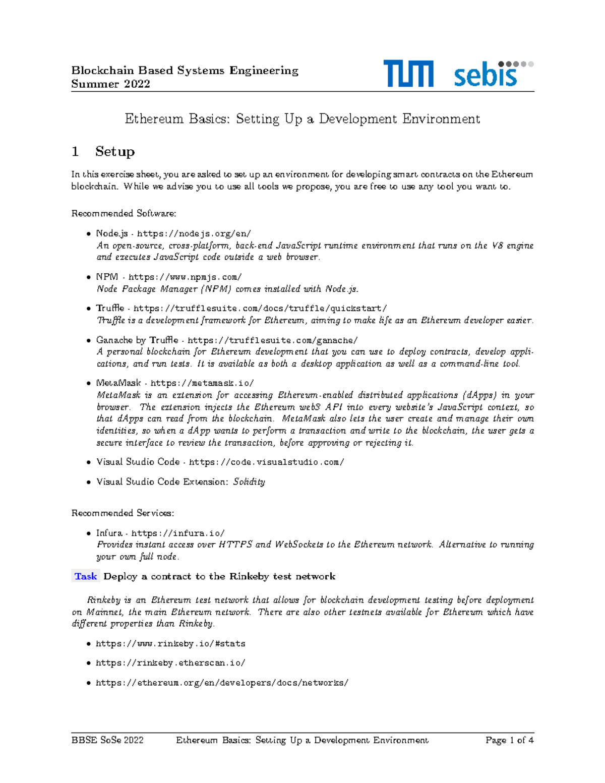 Exercise Ethereum Basics - Blockchain Based Systems Engineering Summer 2022 Ethereum Basics ...