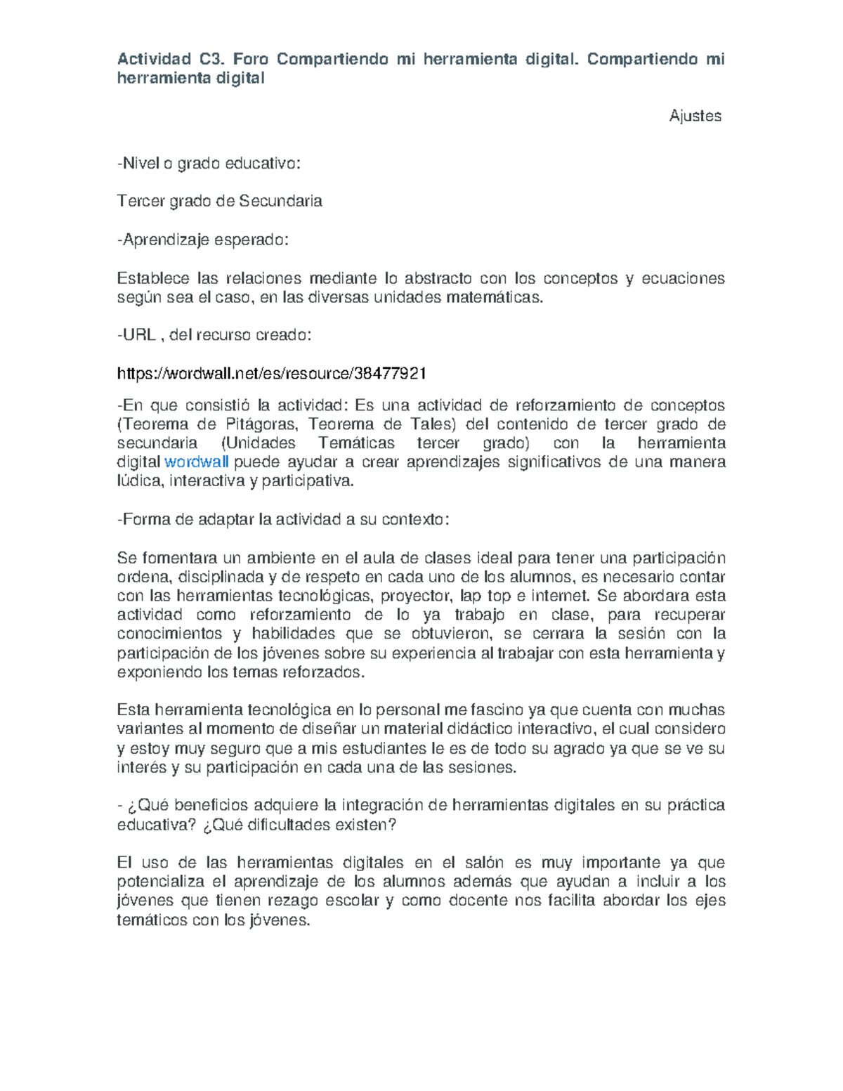 Formato C2. Herramientas digitales en el desarrollo de la clase ...