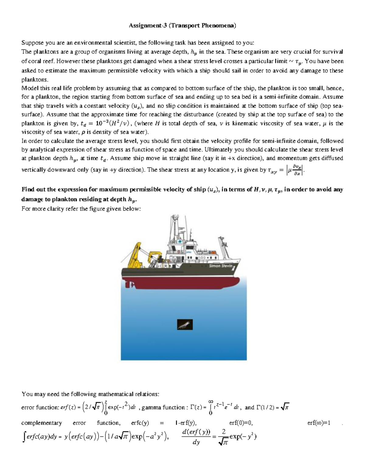 Assignment-2 TP - assignment problem - Assignment-3 (Transport Phenomena) Suppose you are an ...