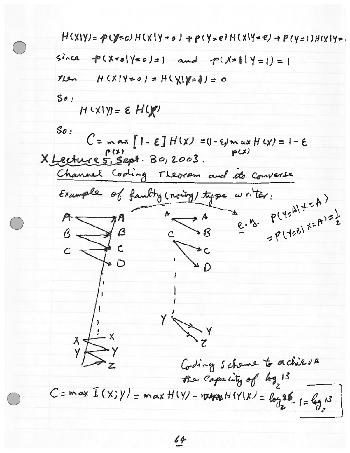 Information Theory And Source Coding Lecture Notes Lecture5 Elec 6151 Warning