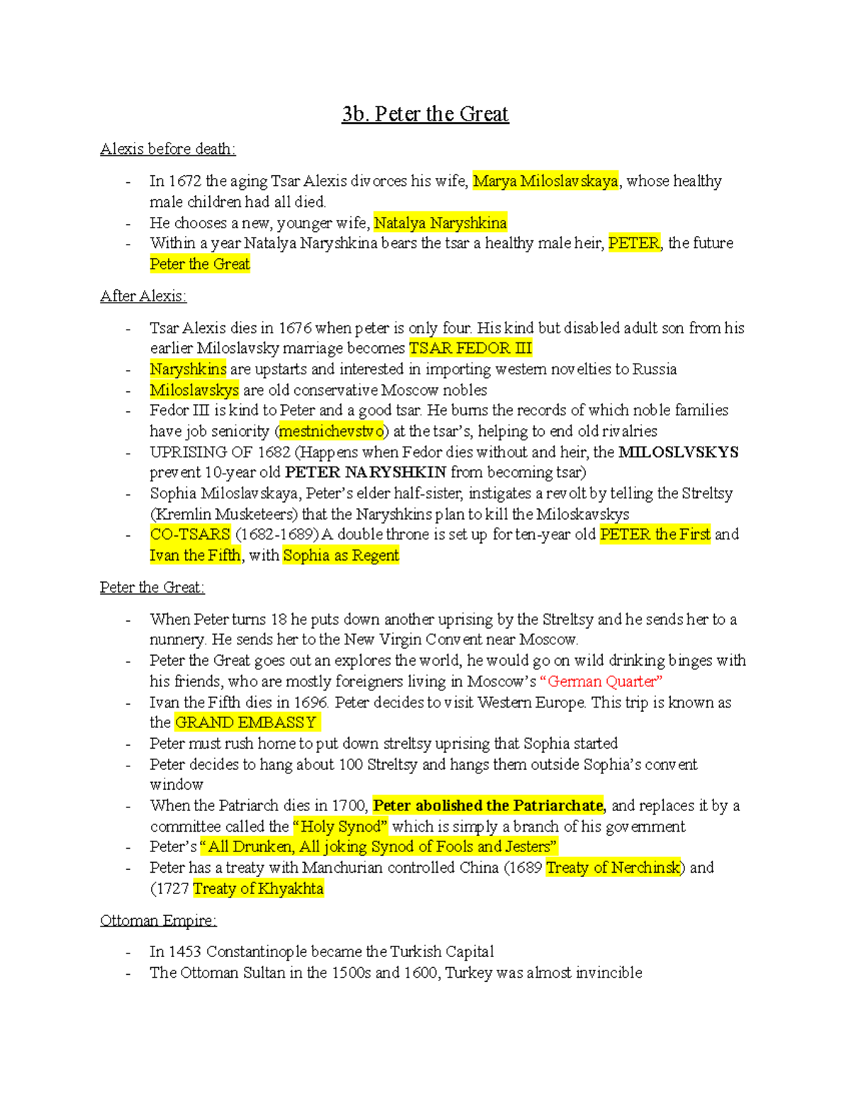 3b. Peter the Great - Lecture notes 12 - 3b. Peter the Great Alexis ...