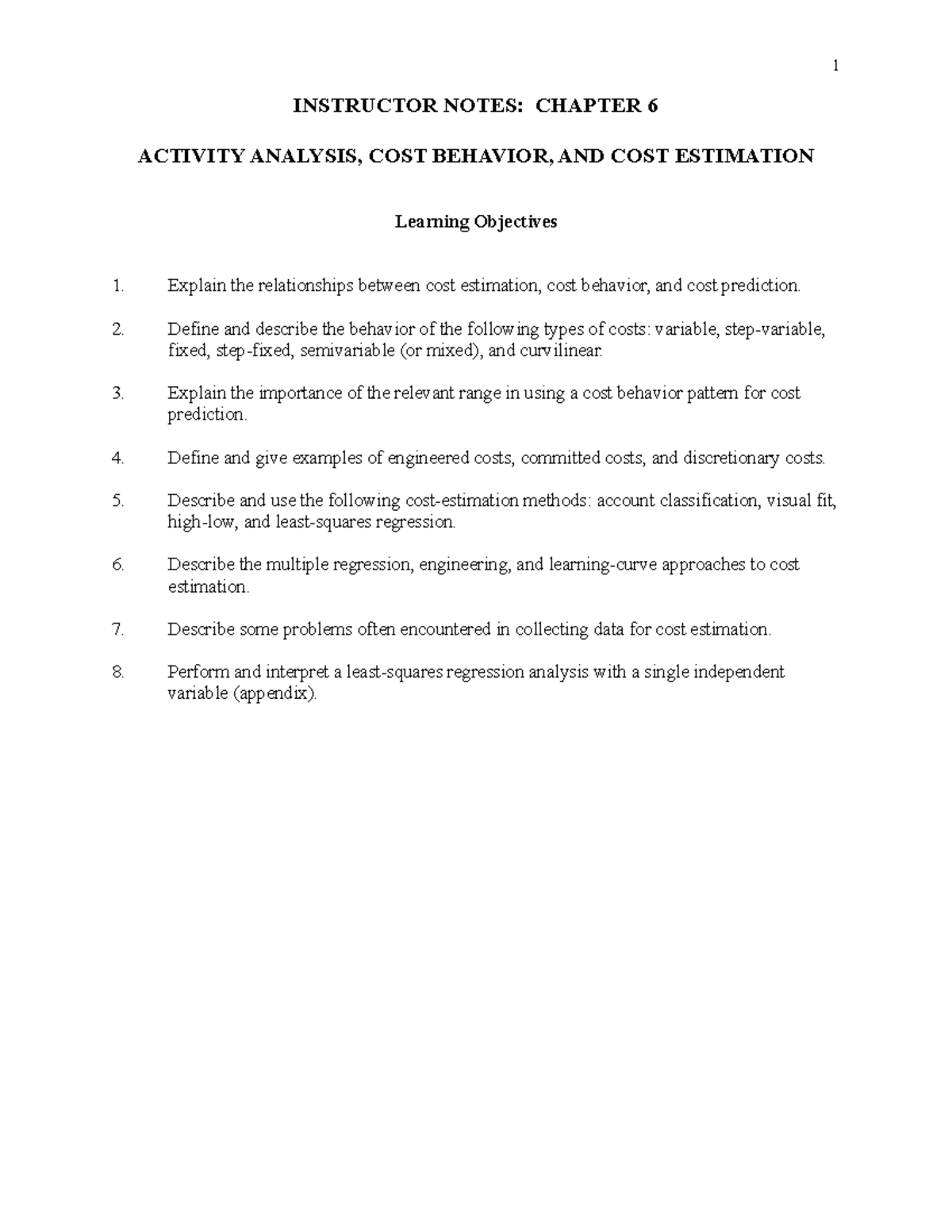 Chapter 6 Hilton 10th Instructor Notes - INSTRUCTOR NOTES: CHAPTER 6 ...