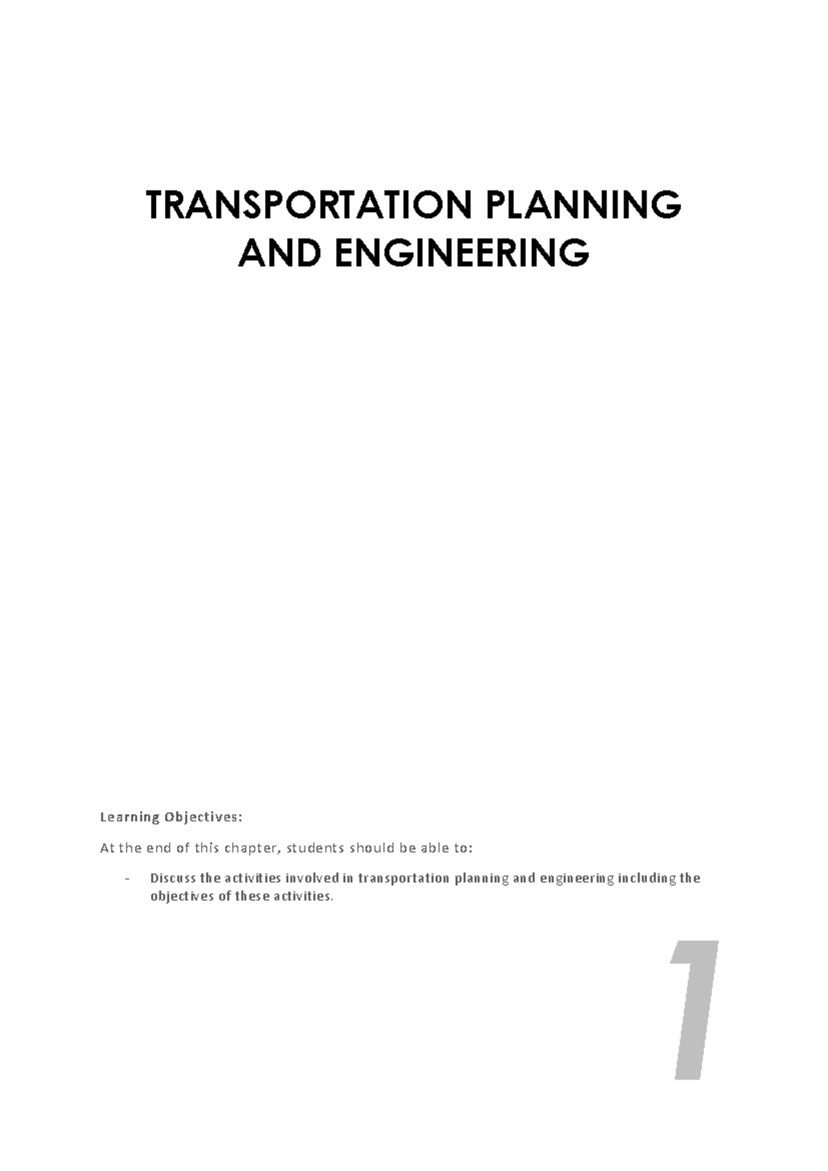 CENG95 Lecture 01 Transportation Planning and Engineering - 1 ...