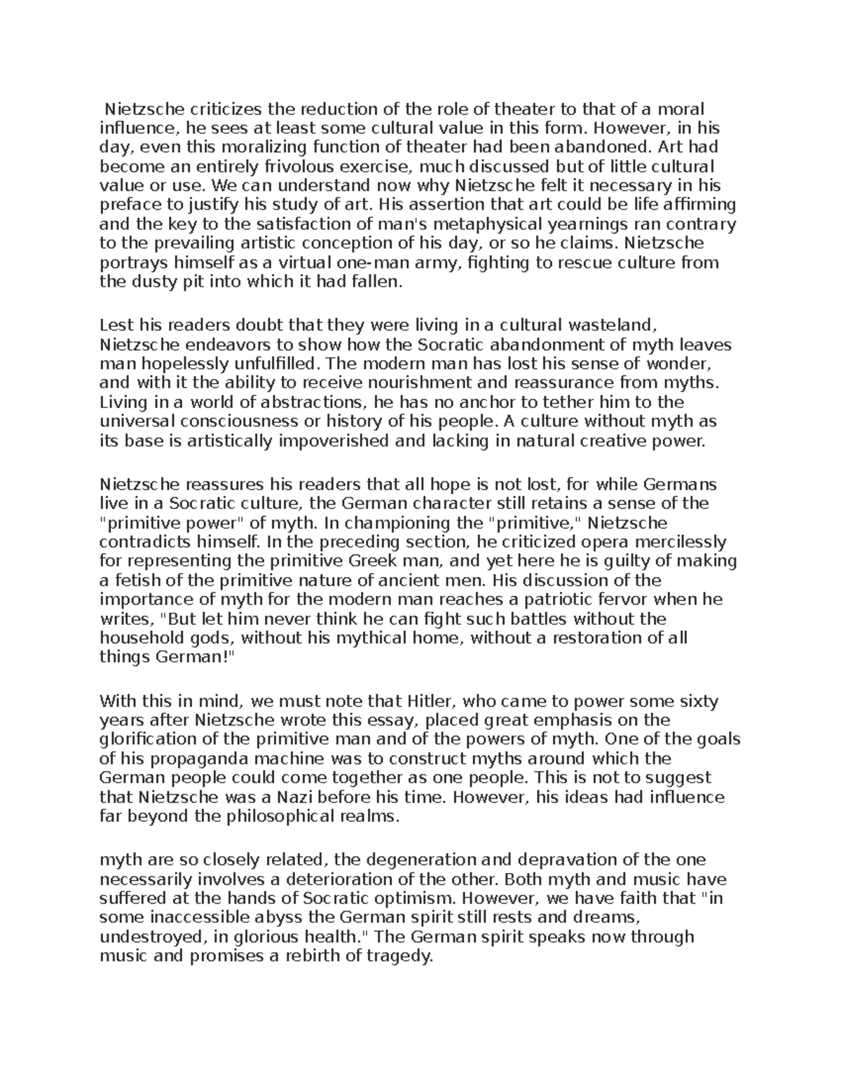 Philosophy 167 - Lecture Notes - Nietzsche criticizes the reduction of ...