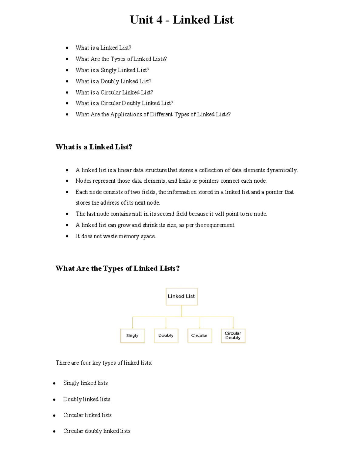 2 Linked Lists n Types - Unit What is a Linked List? What Are the Types of Linked Lists? What ...