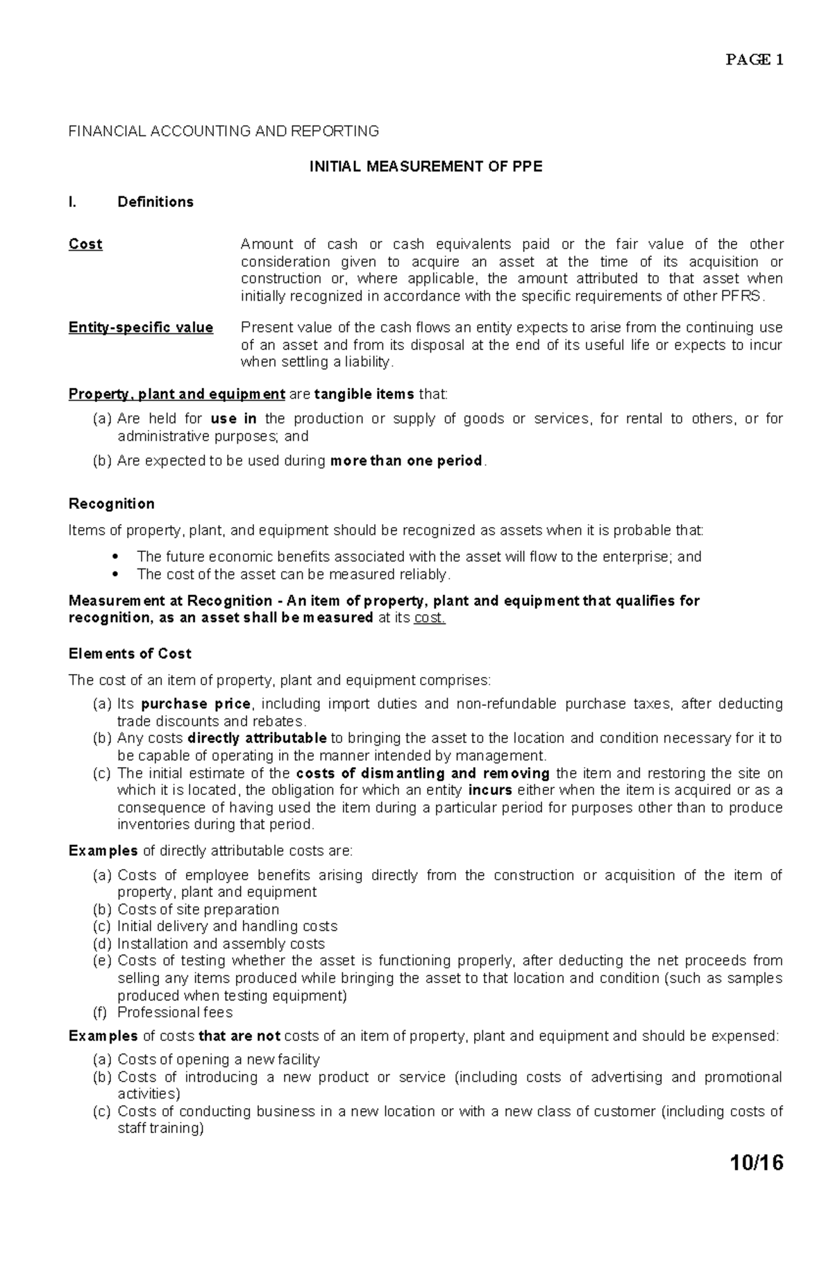 #19 PPE (Notes for 6203) - FINANCIAL ACCOUNTING AND REPORTING INITIAL ...
