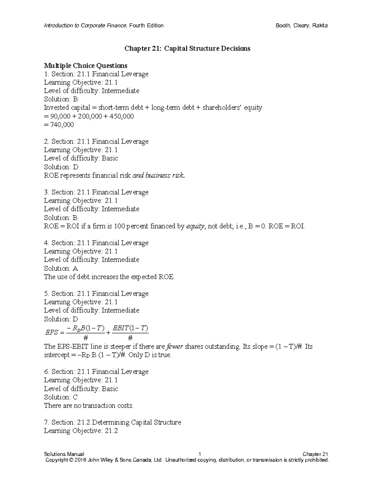 Chapter 21 Solutions 4th Edition - Solutions Manual 1 Chapter 21 ...