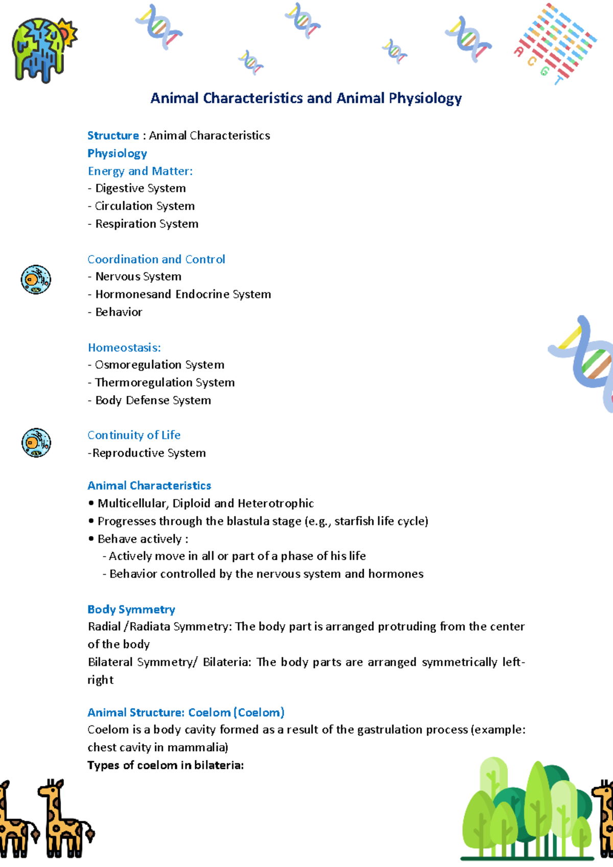Animal Characteristics and Animal Physiology - Animal Characteristics ...