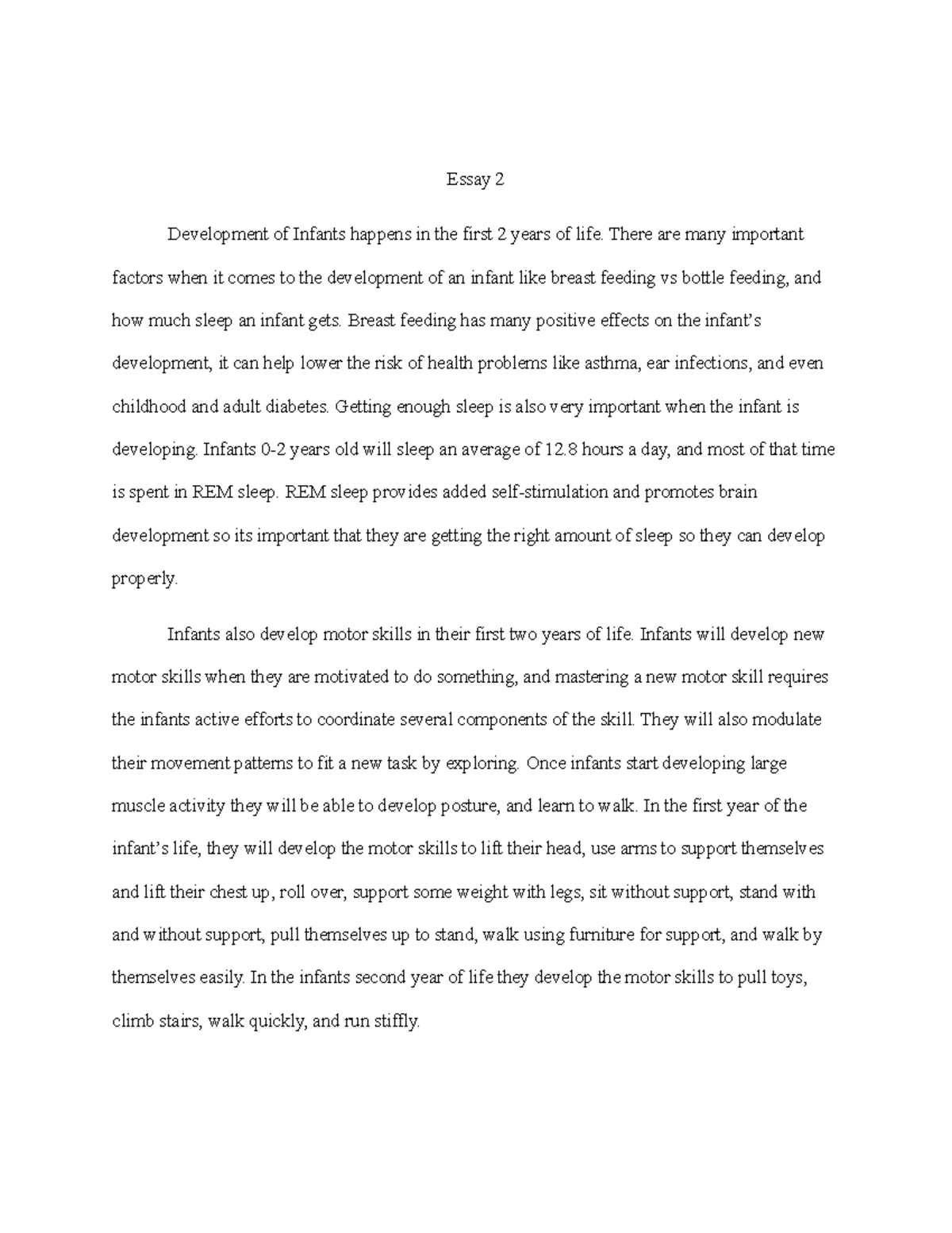 Essay 2 important concepts inthe development of infants - Essay 2 ...