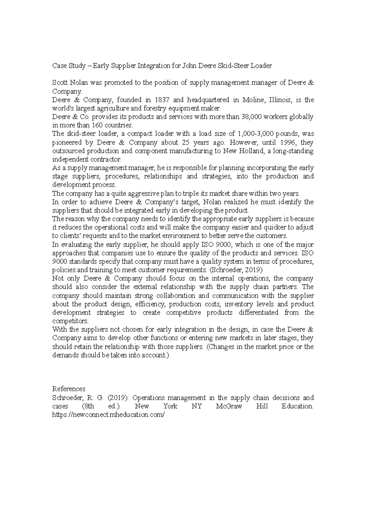 Case 1 Final Submission 3 - Case Study – Early Supplier Integration for ...