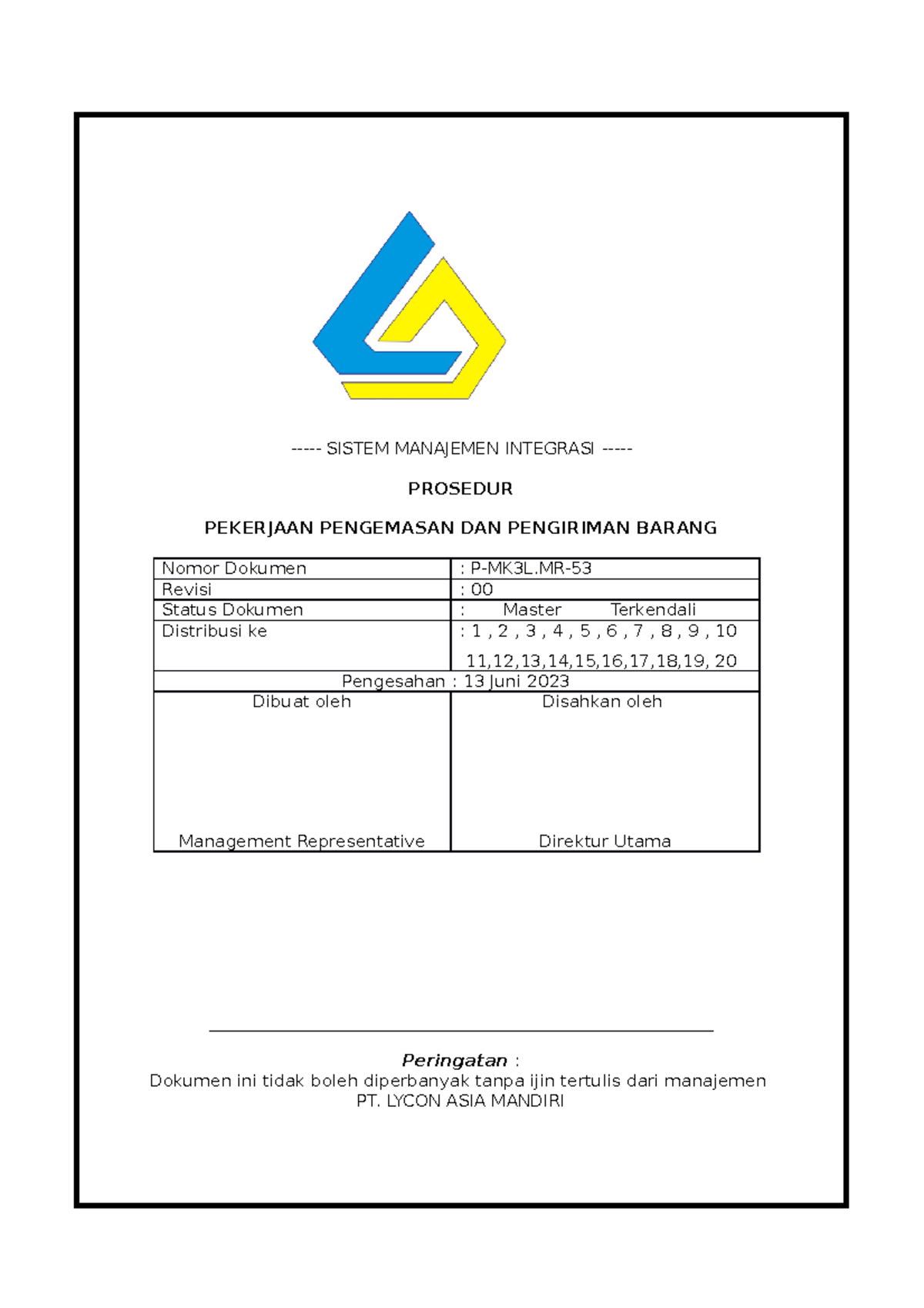 SOP Packing - sop - SISTEM MANAJEMEN INTEGRASI - PROSEDUR PEKERJAAN ...