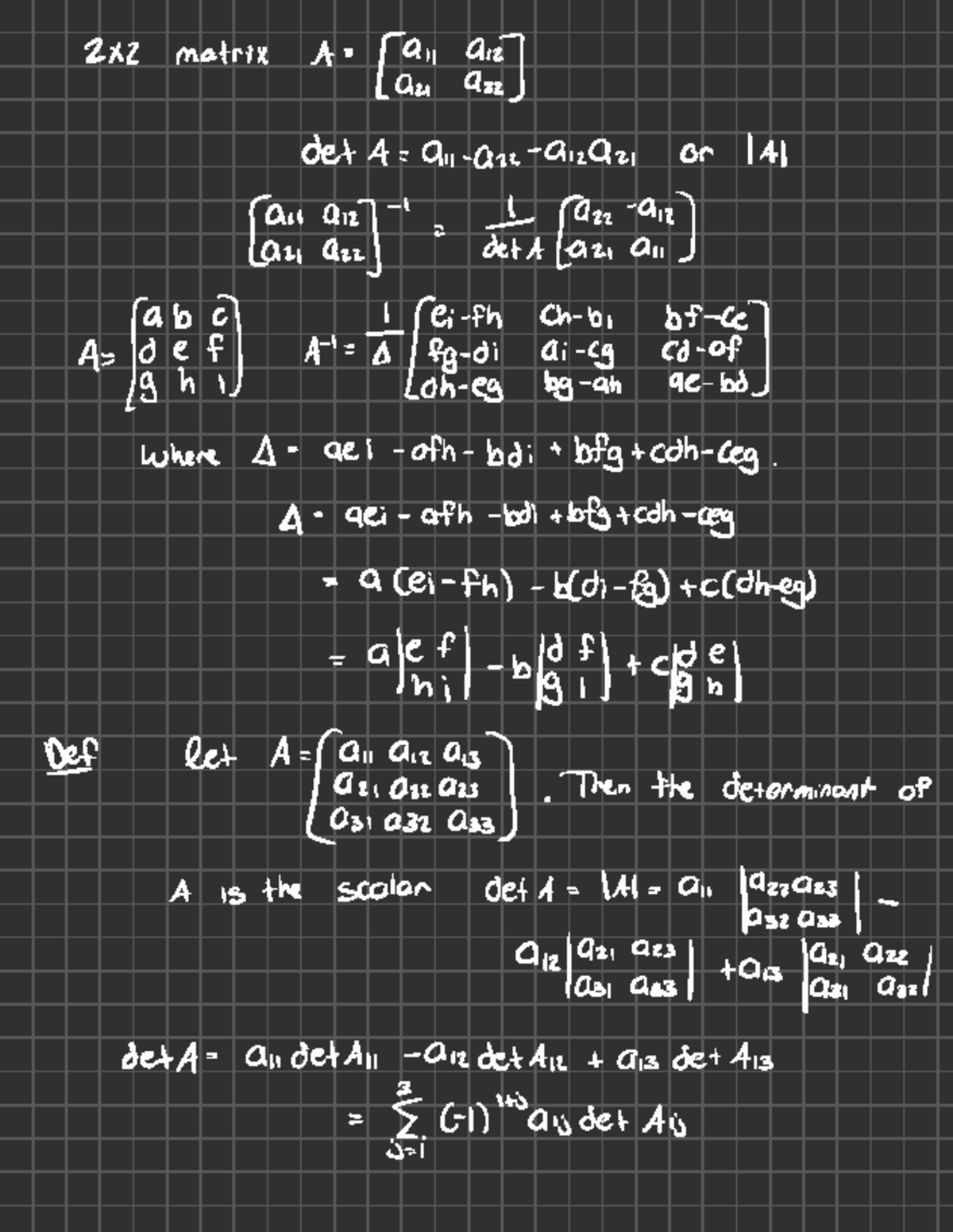 Lecture 25/2023 - Math 1600 - 2x2 matrix A all A21 Azz J aiz det 4 All ...