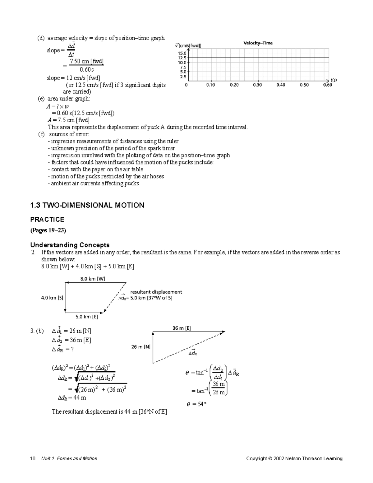 P11SM010 - 1.3 Two-Dimensional Motion - 10 Unit 1 Forces and Motion ...