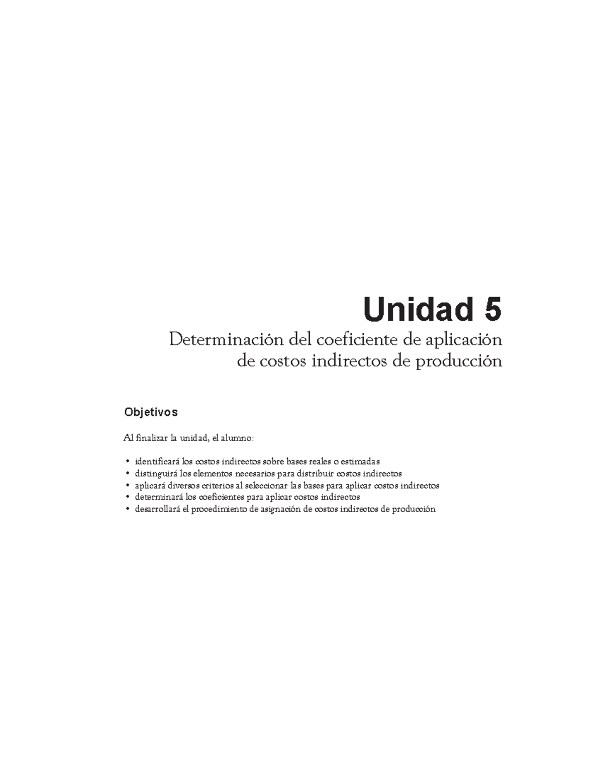 Contade Costos 6a Ed U05 - Unidad 5 Determinación del coeficiente de ...