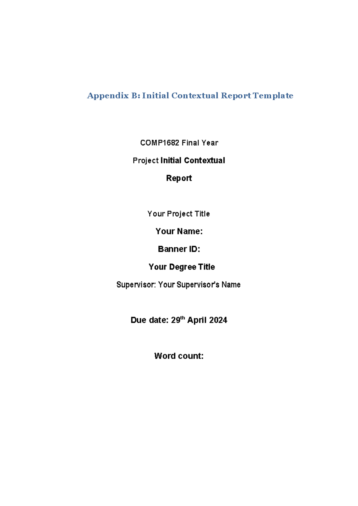 Final Report template - Summary Computer Science - Appendix B: Initial Contextual Report ...
