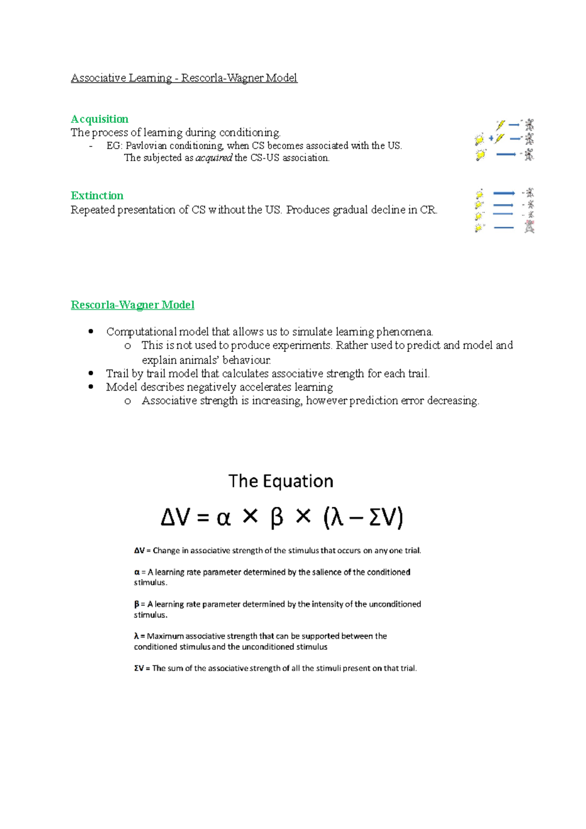 Rescorla-Wagner Model - Associative Learning - Rescorla-Wagner Model ...