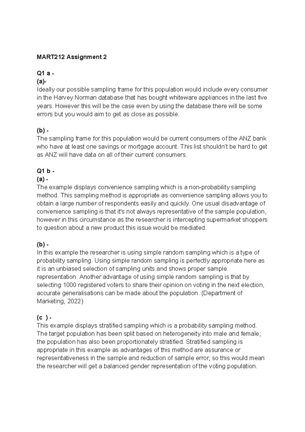 Marketing 212 Assignment 2 - Google Docs - MART212 Assignment 2 Q1 a ...