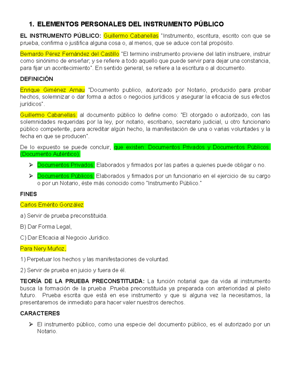 Notariado 2do parcial - 1. ELEMENTOS PERSONALES DEL INSTRUMENTO PÚBLICO ...