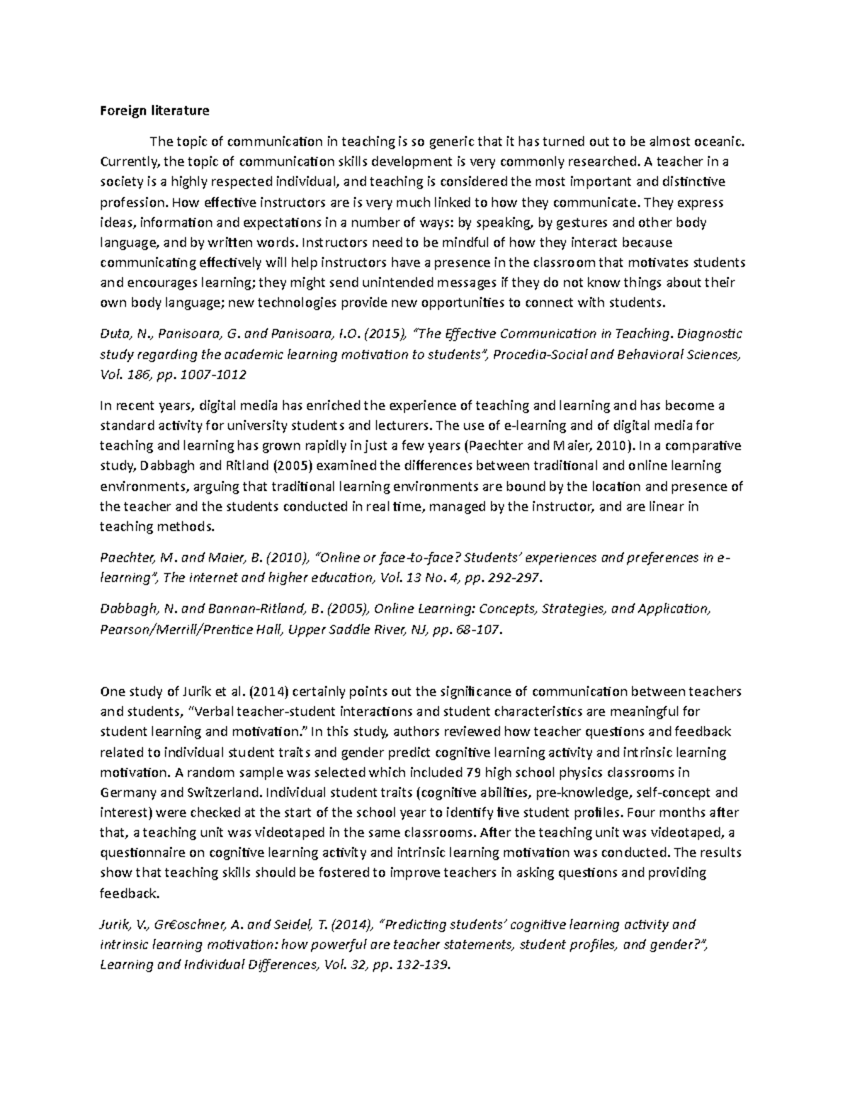 Foreign literature - Lecture notes 1-2 - Foreign literature The topic ...