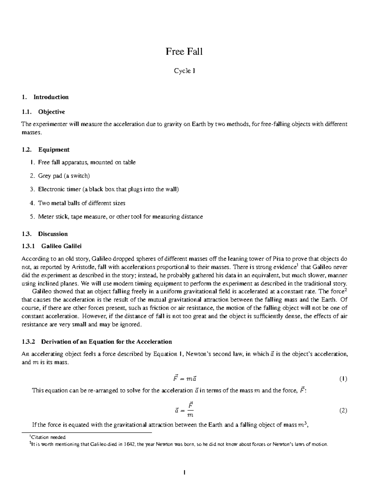 Reference 1 - freefall summer 2020 - Free Fall Cycle I Introduction ...