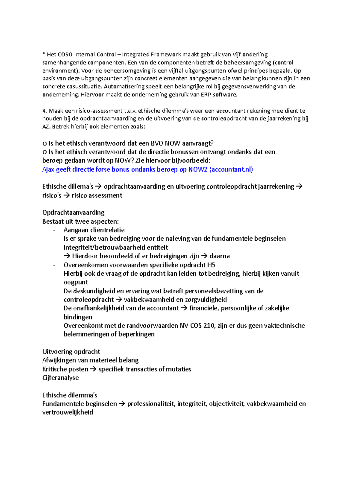 Acp opdracht 4 - acp - Het COSO Internal Control – Integrated Framework ...