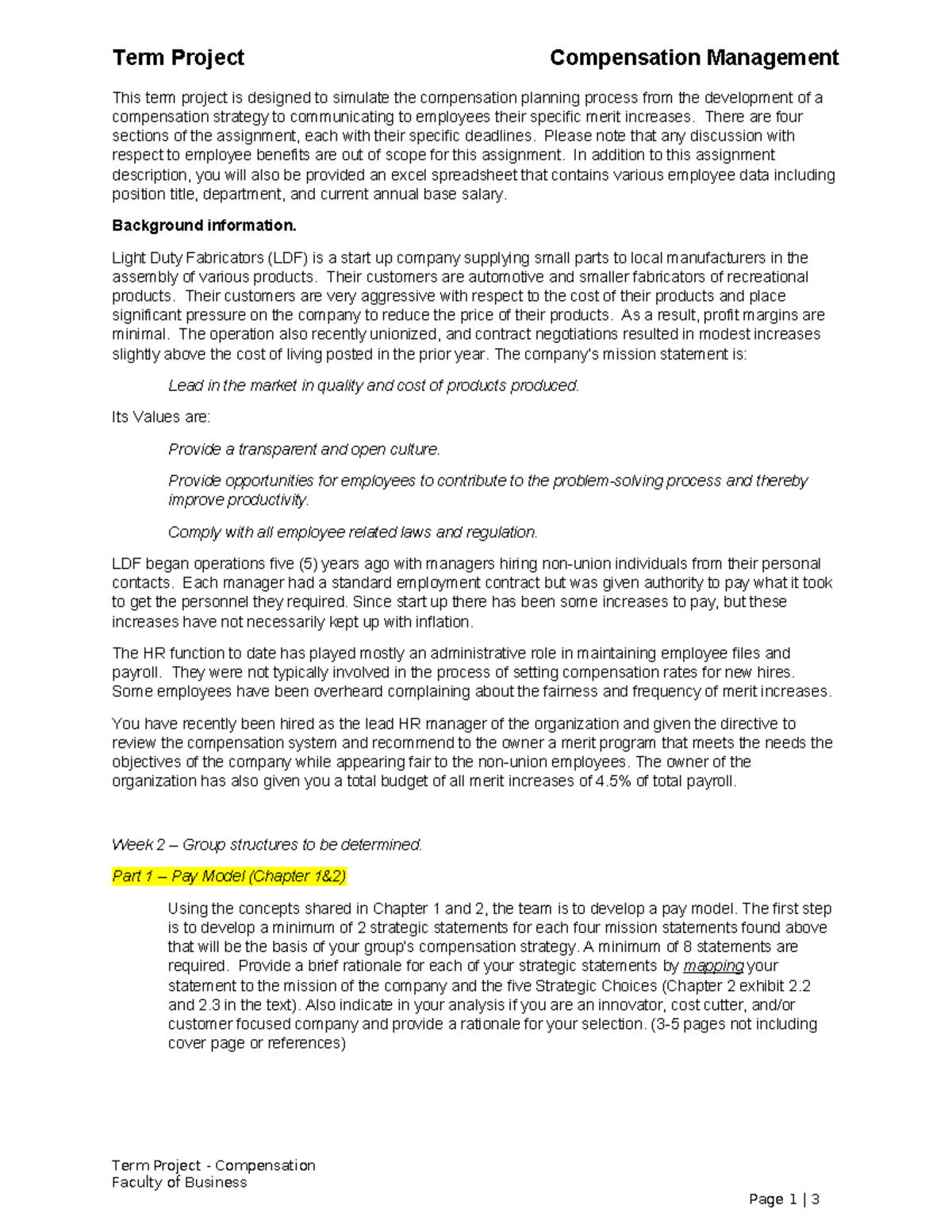 Compensation Term Project Overview - Term Project Compensation Management This term project is ...