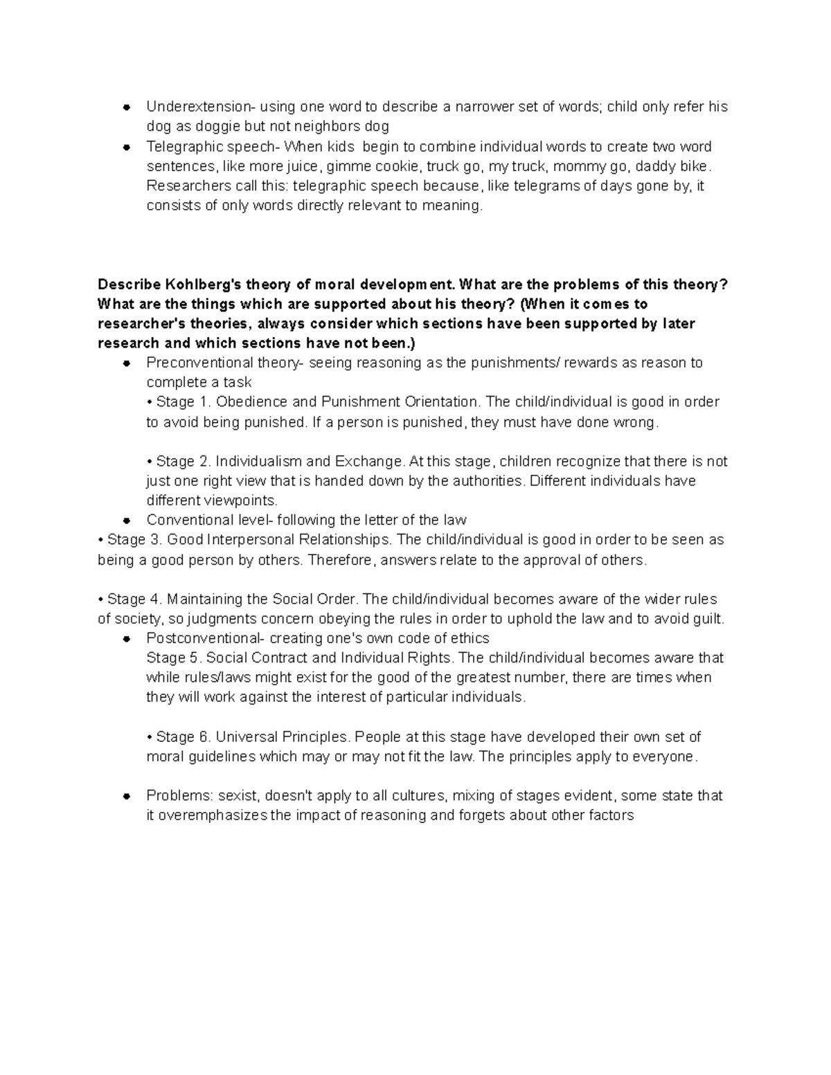 final exam prep notes - Underextension- using one word to describe a ...