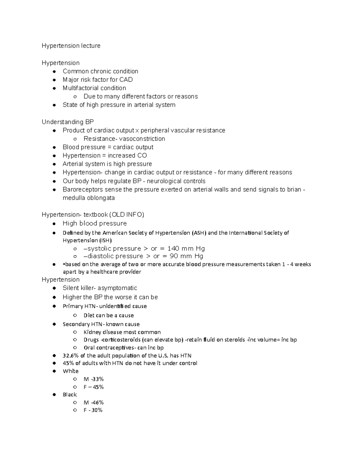 Hypertension lecture - medsurg 1 notes mcweeney - Hypertension lecture ...