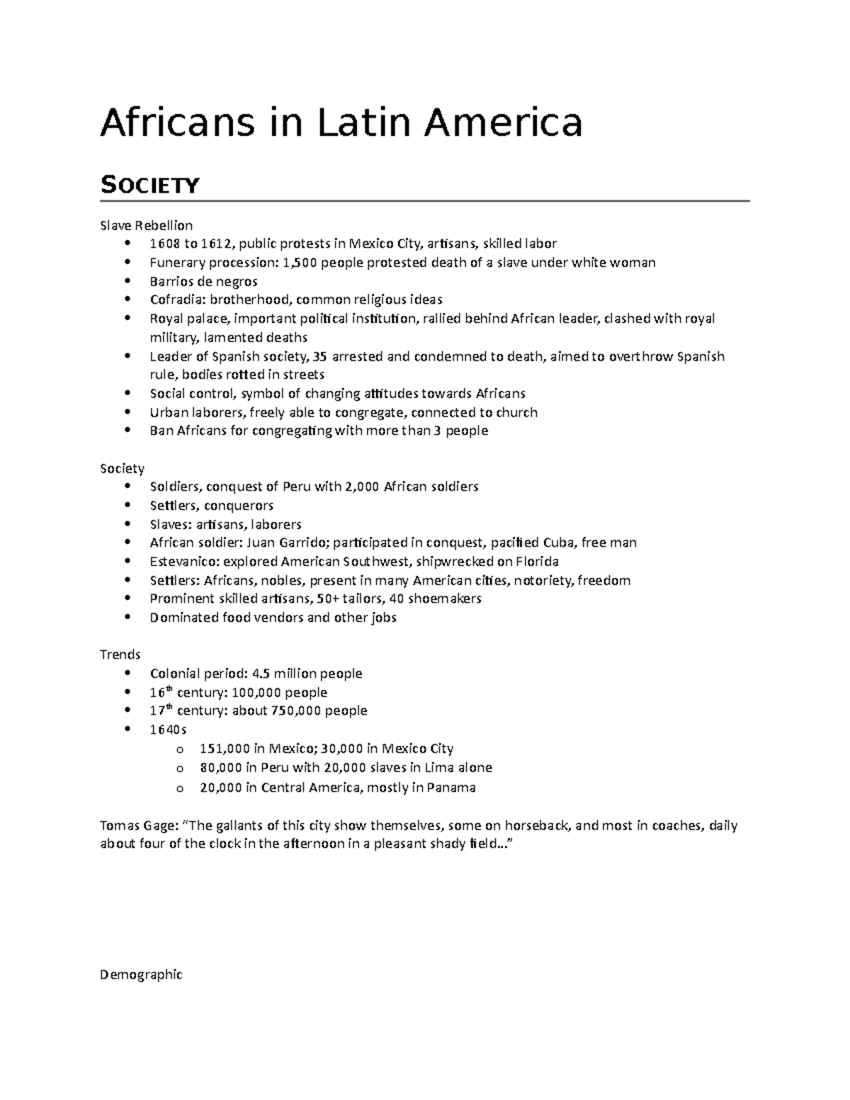 Africans in Latin America - Africans in Latin America SOCIETY Slave ...