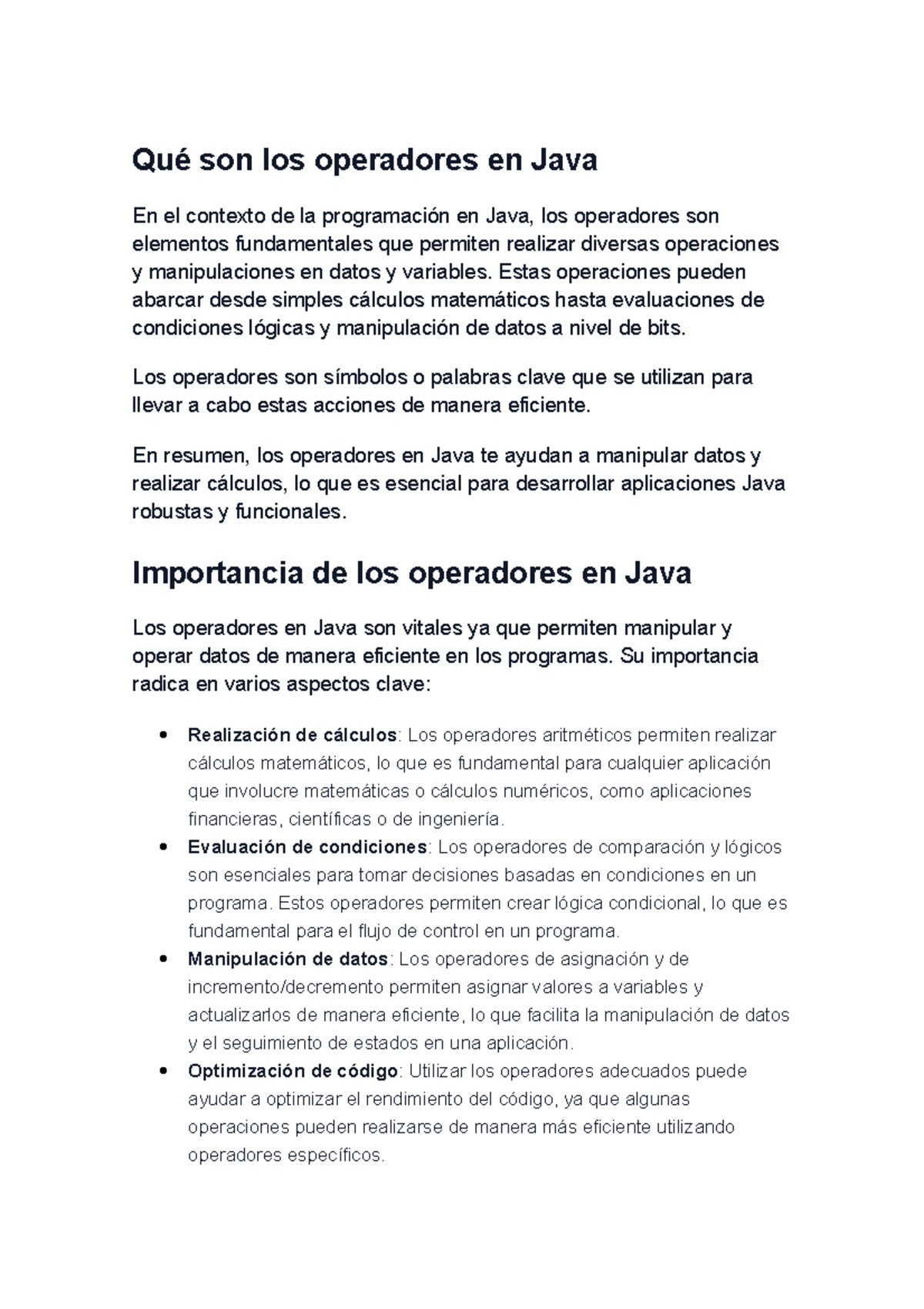 Qué son los operadores en Java - Estas operaciones pueden abarcar desde ...