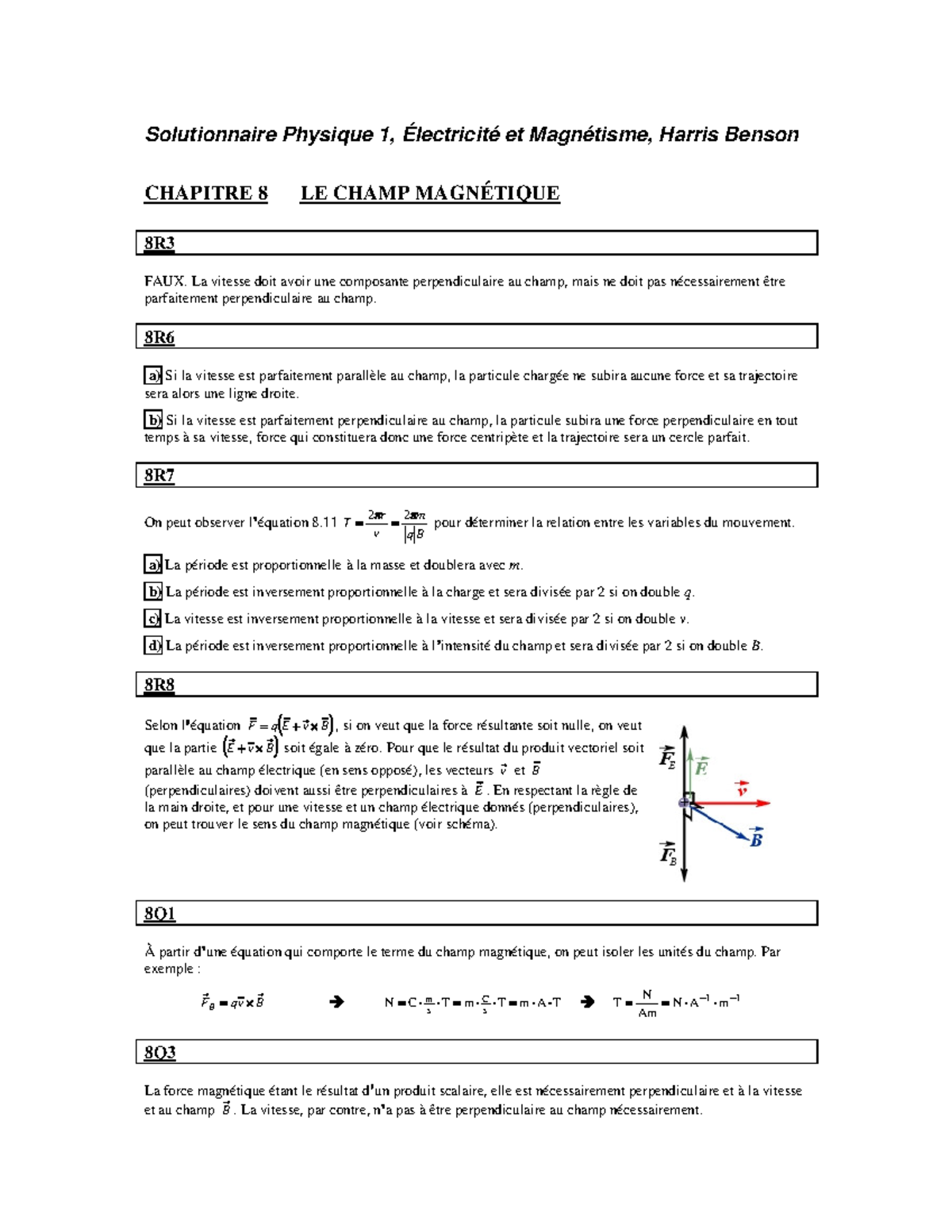 445192839 Electricite Chapitre 8 pdf - Solutionnaire Physique 1, Électricité et Magnétisme ...